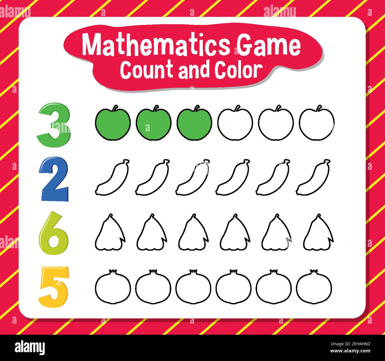 Mathematics game count and color worksheet for student illustration ...