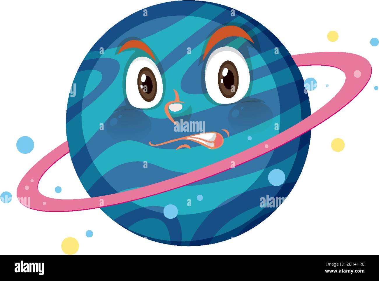 Saturn cartoon character with disgusting face expression on white ...