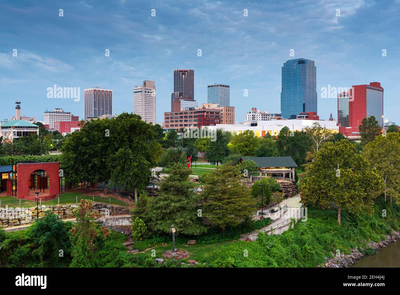 Little Rock, Arkansas, USA skyline on the river at twilight Stock Photo ...