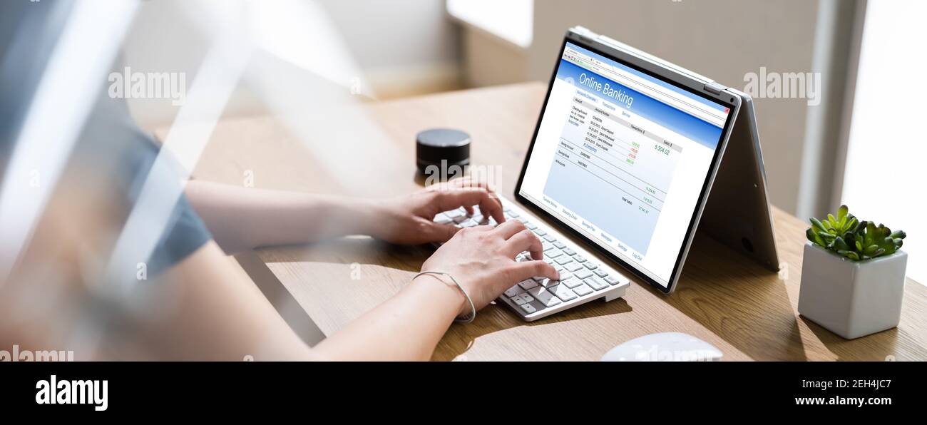 Online Banking Payment And Money Balance On Laptop Stock Photo - Alamy