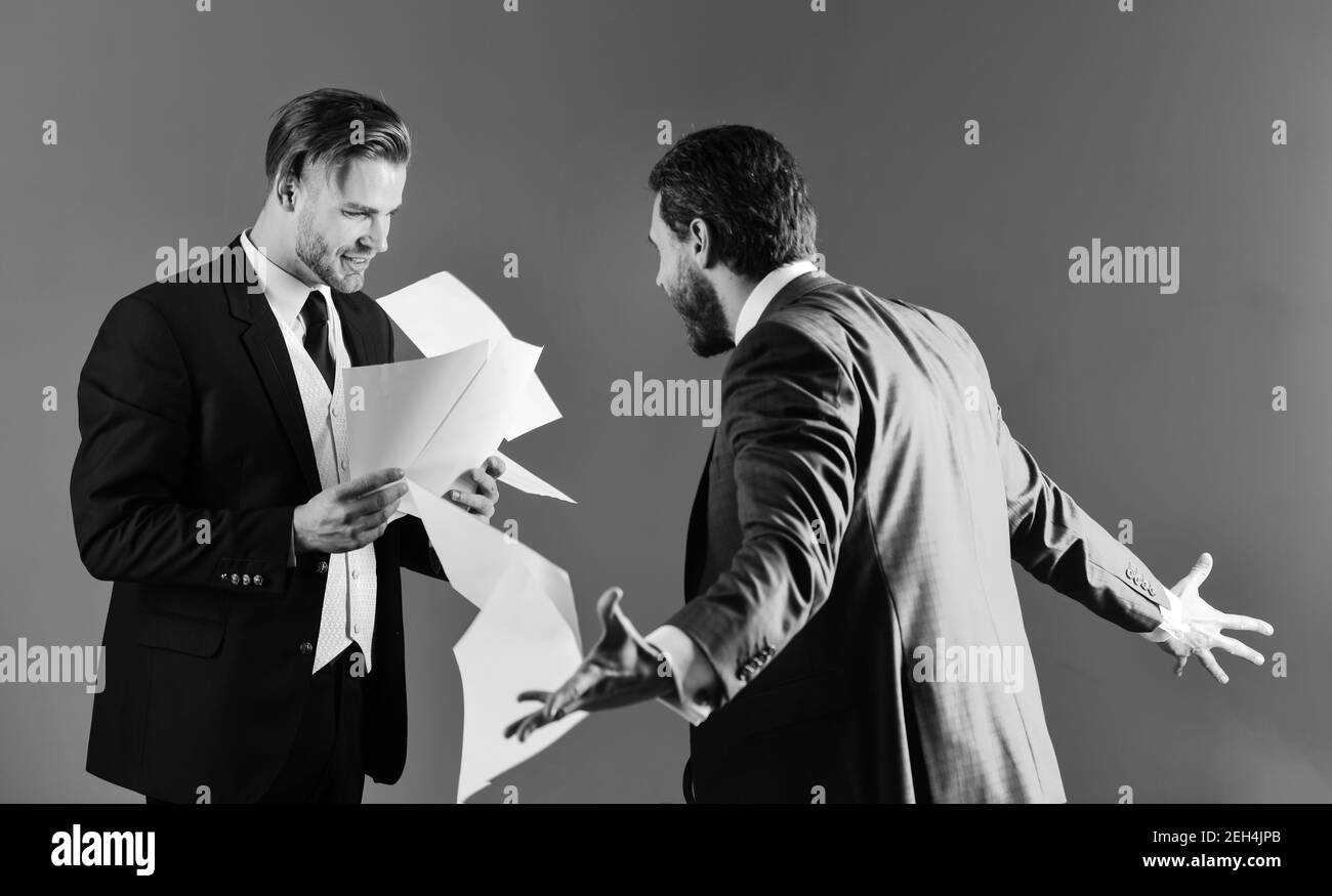 Businessman confused papers Black and White Stock Photos & Images - Alamy