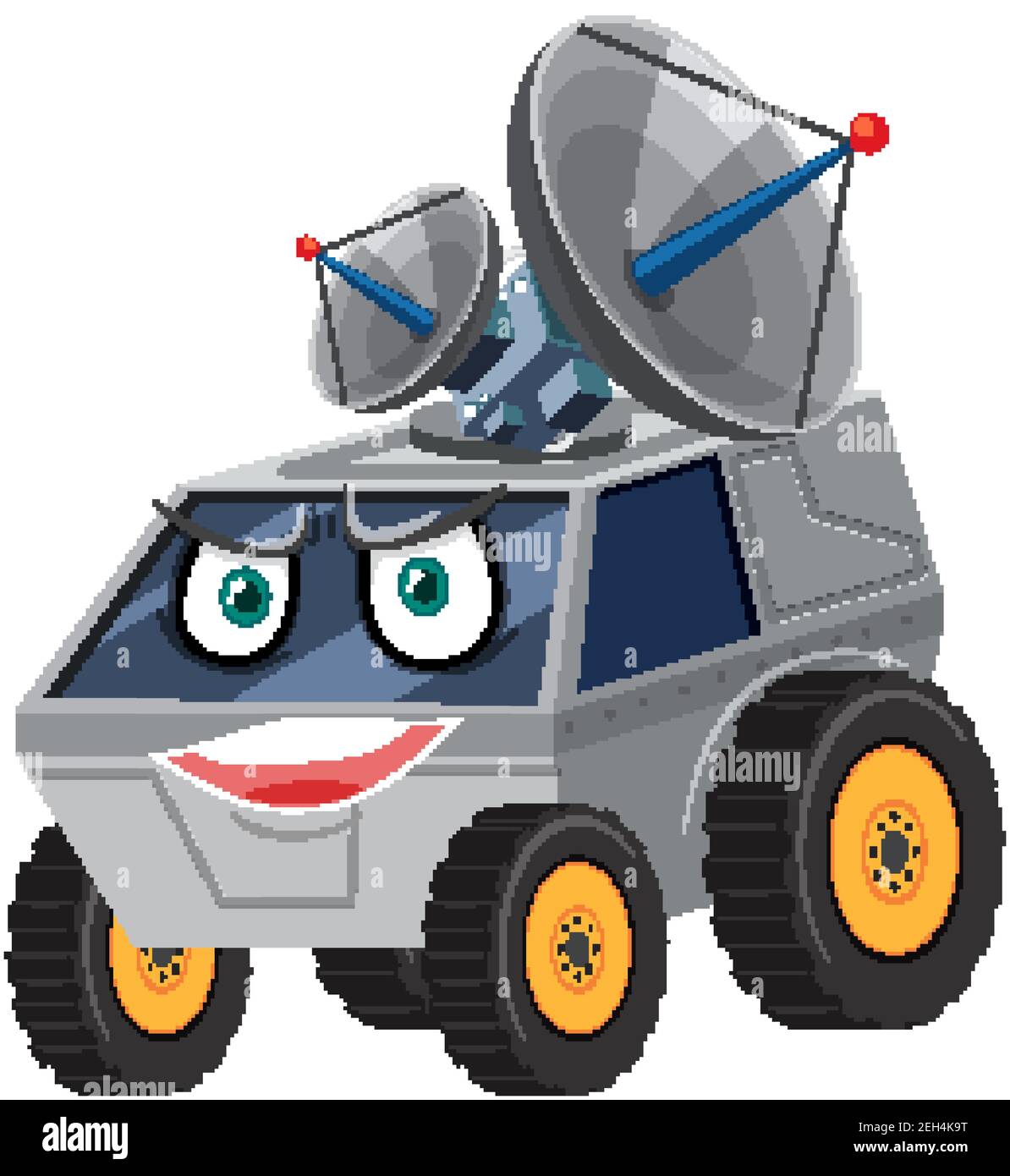 Spacecraft cartoon character with face expression on white background ...