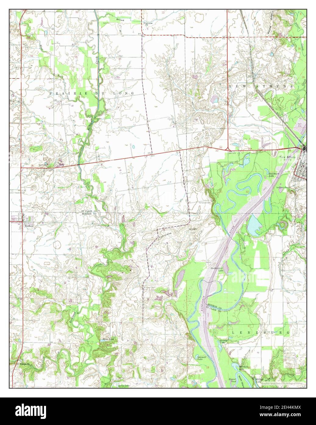 New Athens West, Illinois, map 1954, 1:24000, United States of America ...