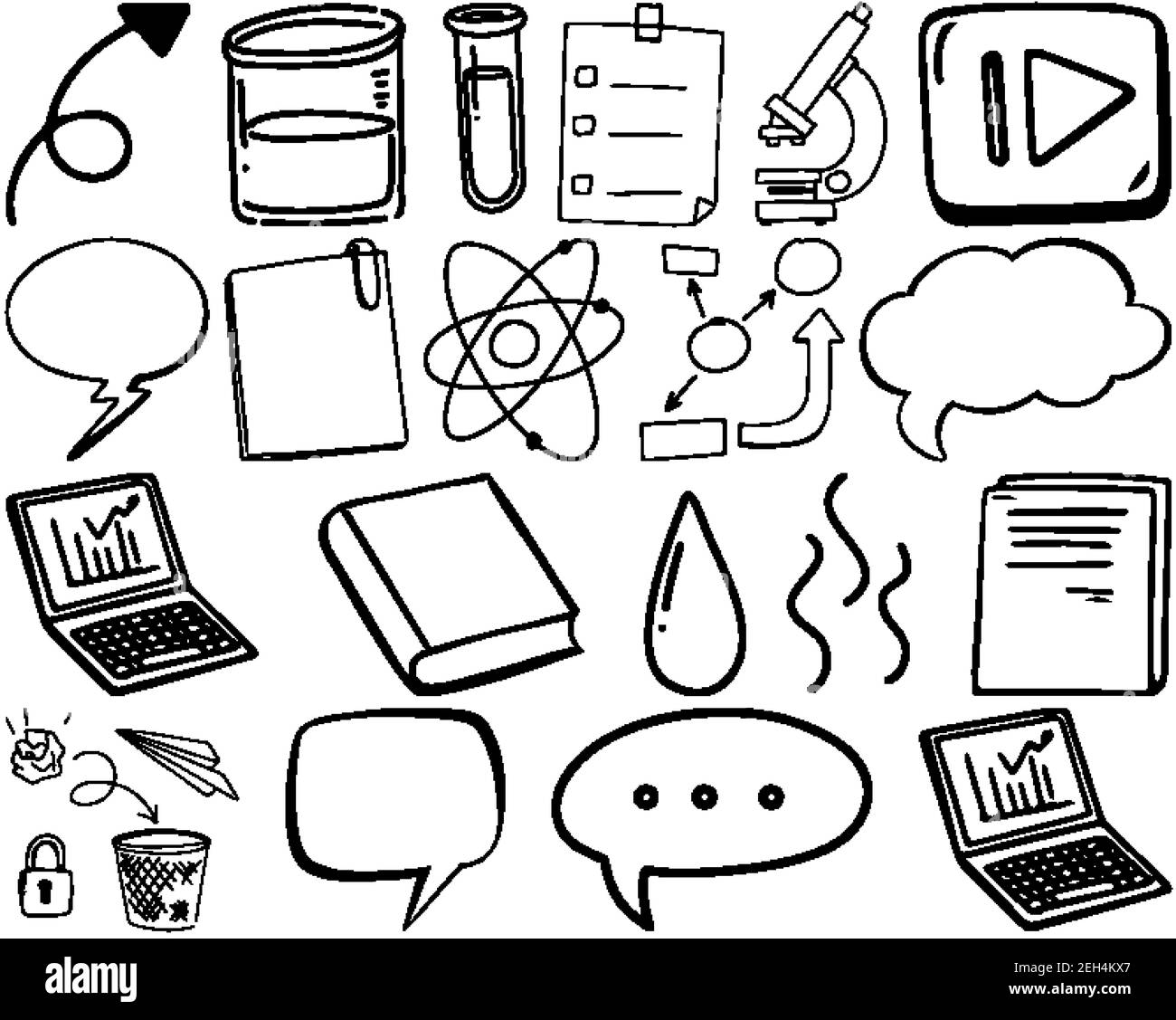 Set of item and symbol hand drawn doodle illustration Stock Vector ...