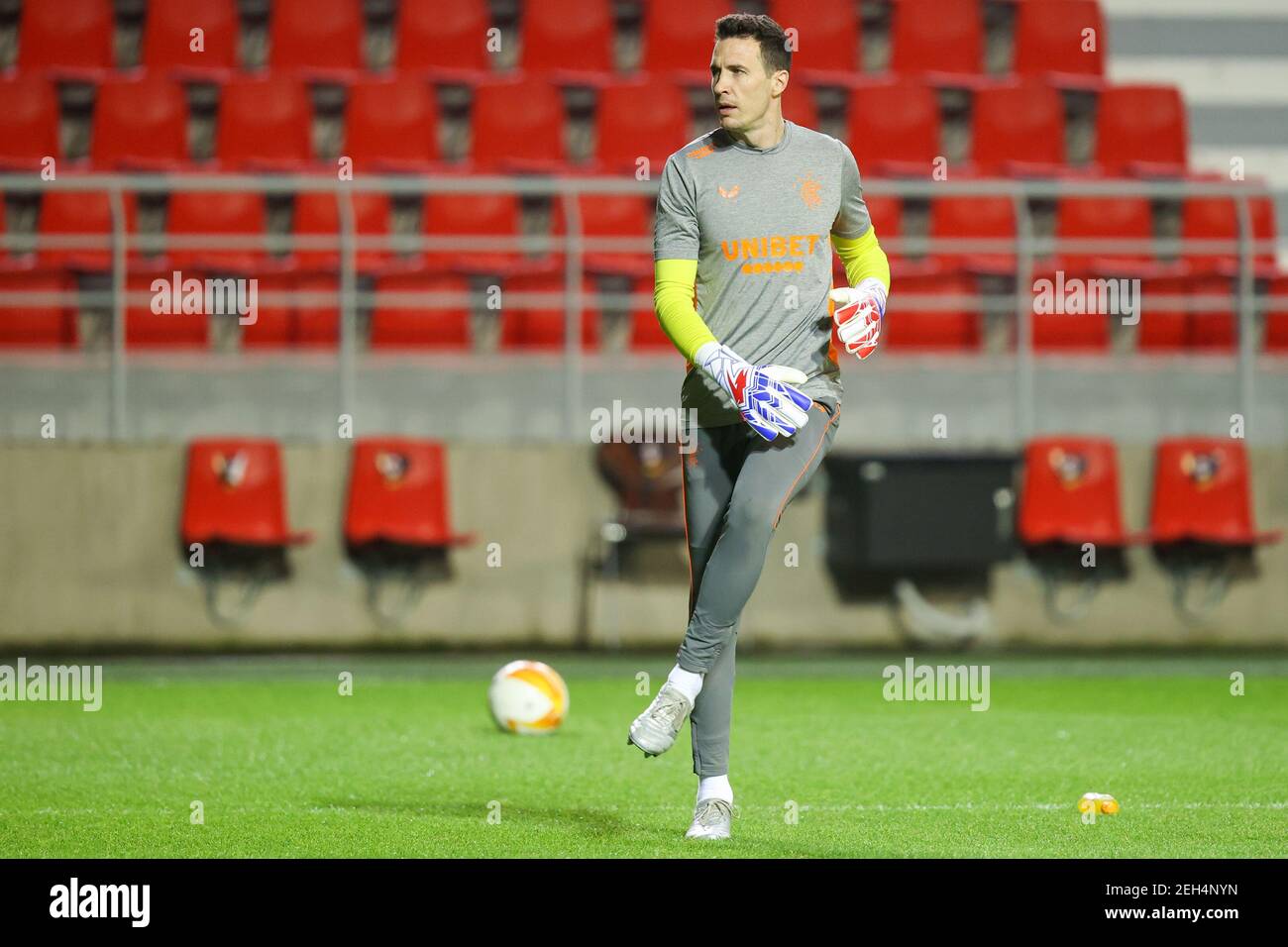 ANTWERPEN, BELGIUM - FEBRUARY 18: Jon McLaughlin of Rangers FC during ...