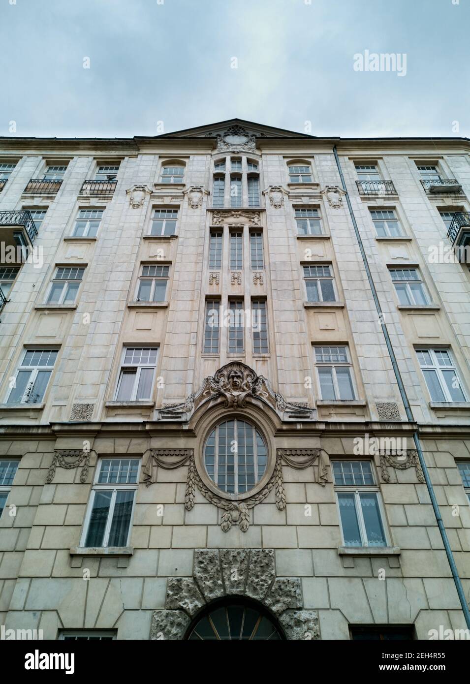Warsaw November 9 2019 Facade of old building full of decorations ...