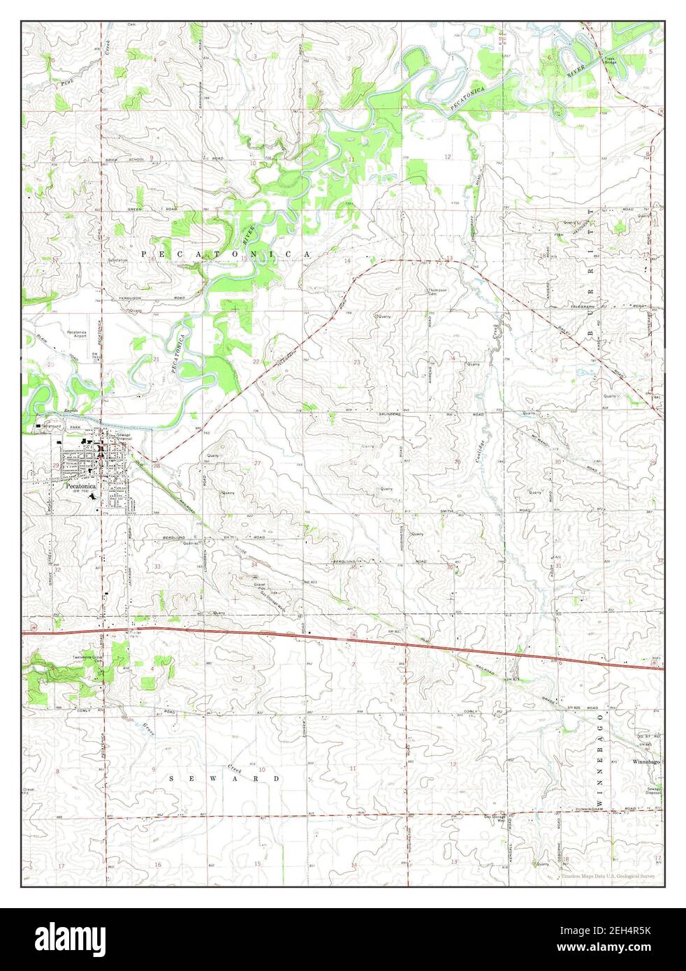 Pecatonica, Illinois, map 1971, 1:24000, United States of America by ...