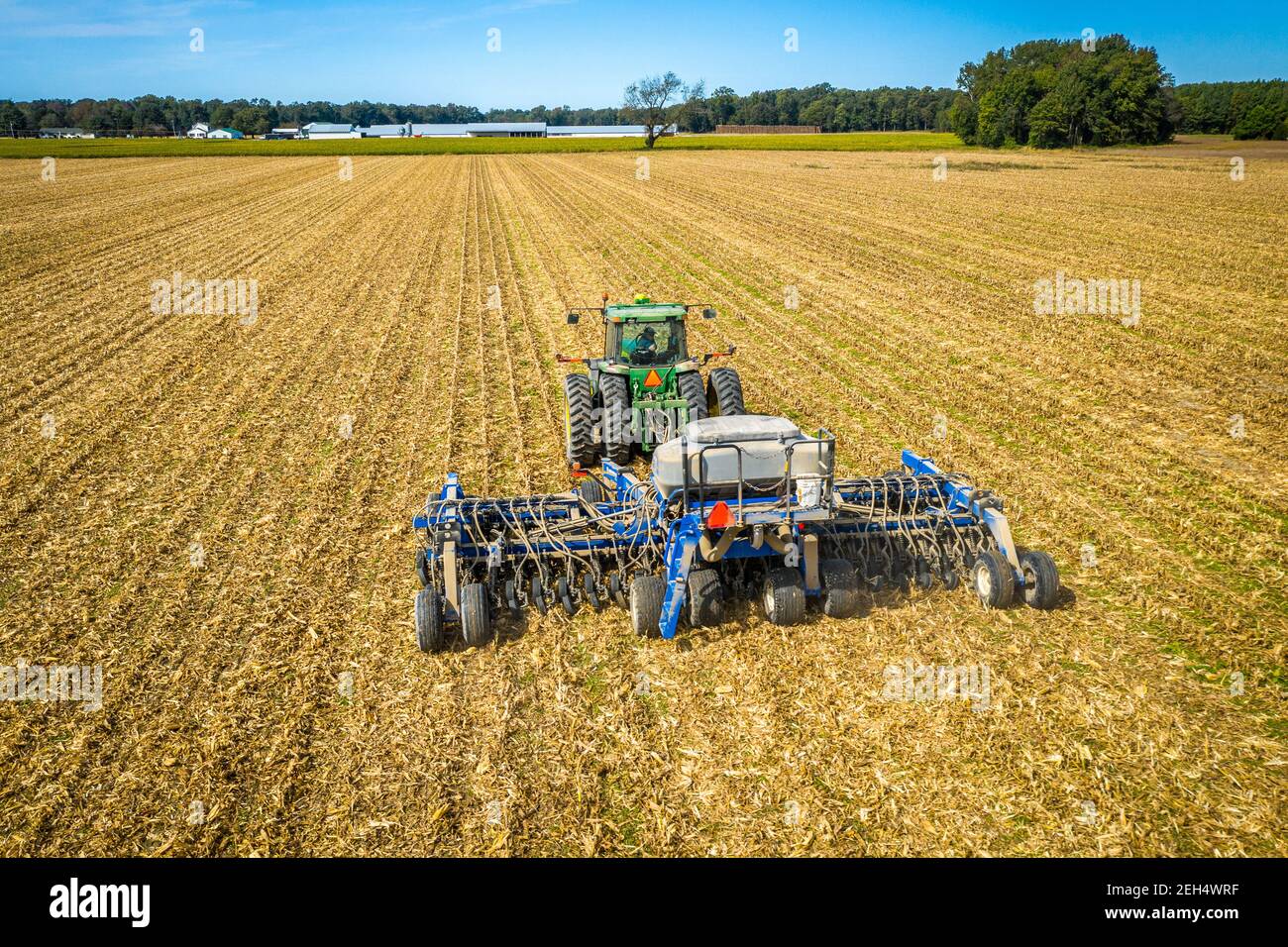 Cover crop planting after corn on Eastern Shore of Maryland Stock Photo ...