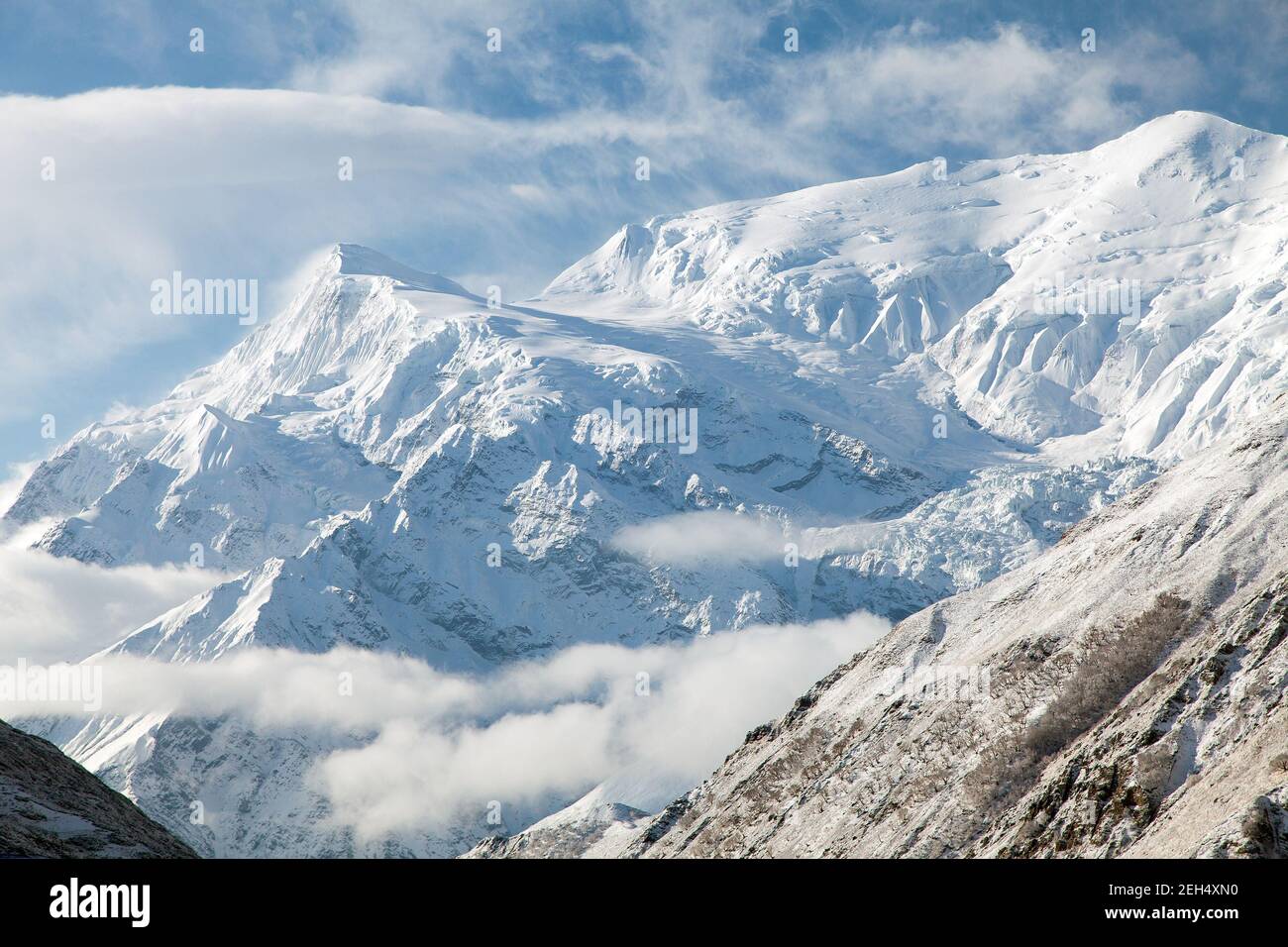 View of Annapurna 3 III, Annapurna range, way to Thorung La pass, Nepal ...