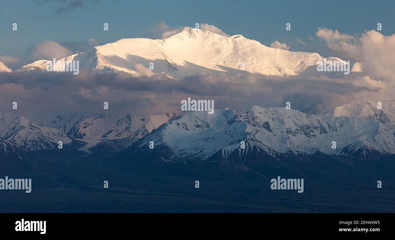 Evening view of Lenin Peak from Alay range - Kyrgyz Pamir Mountains ...
