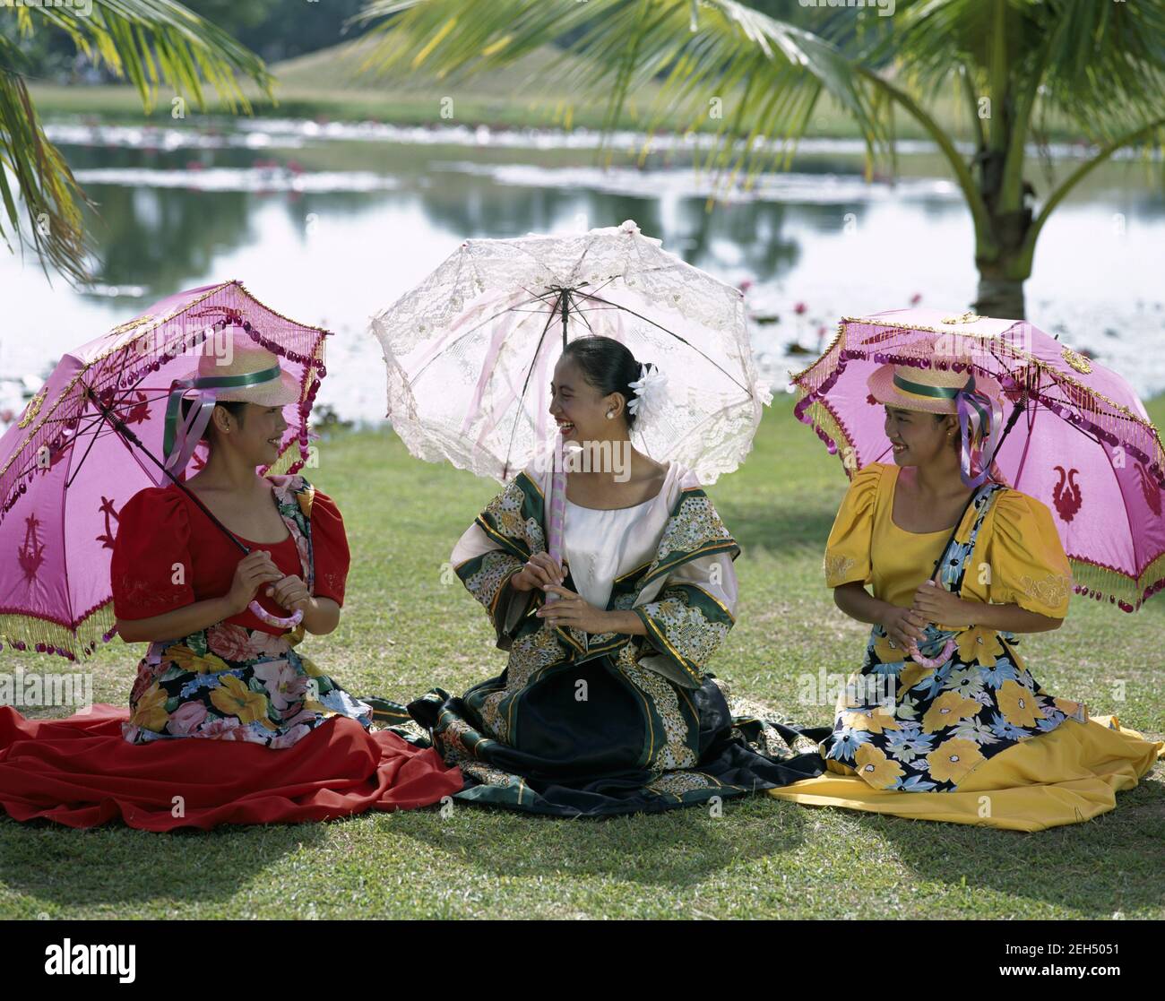 Asia,Philippines,Manila,portrait of beautiful smiling Filipino girls ...