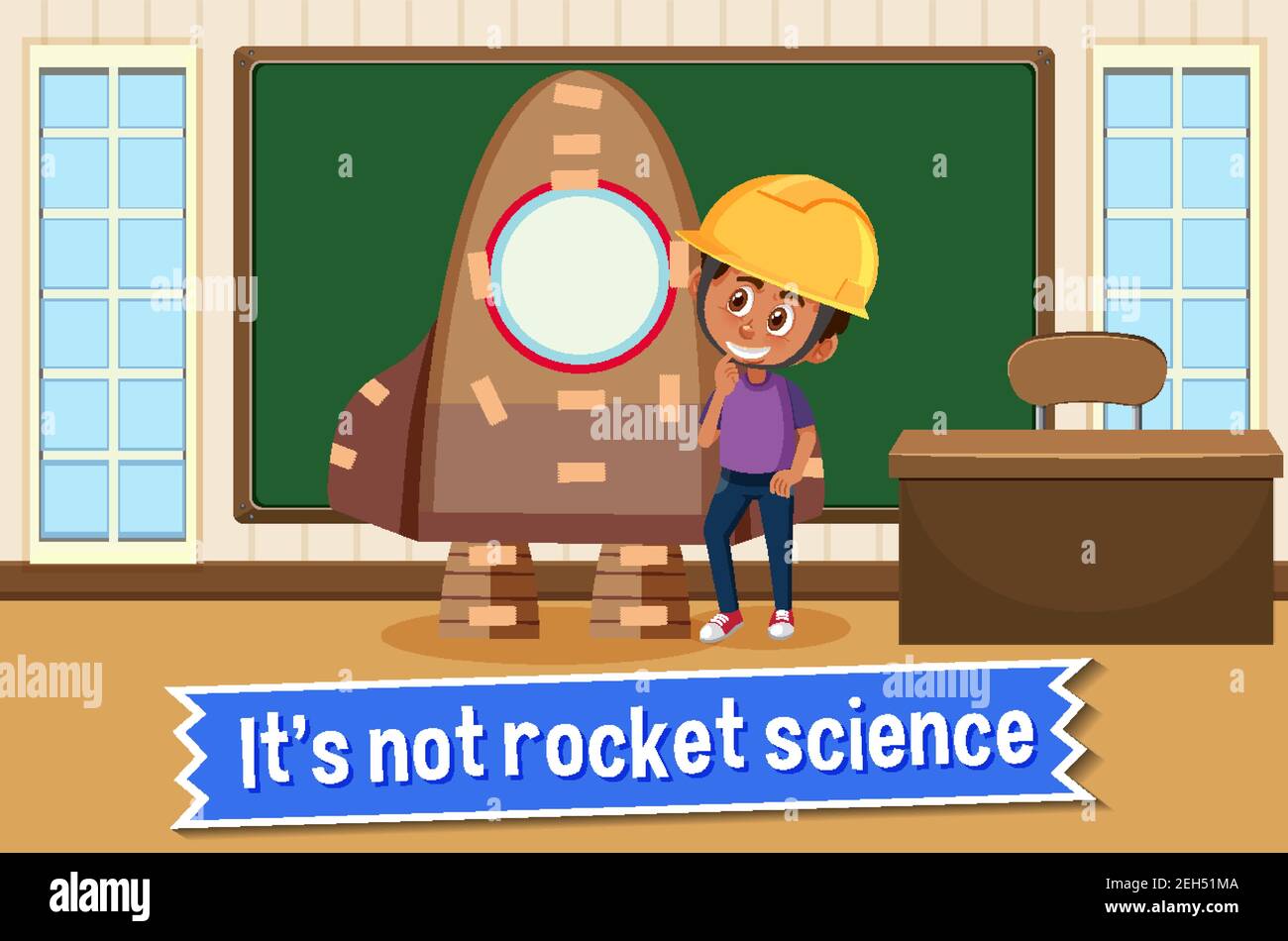 Idiom poster with It's not rocket science illustration Stock Vector ...
