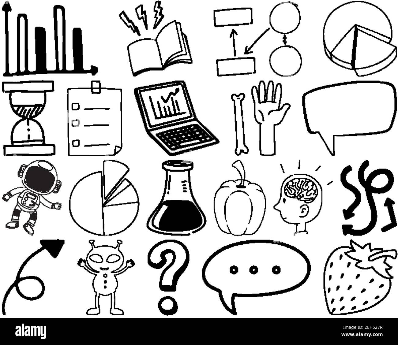 Set of item and symbol hand drawn doodle illustration Stock Vector ...