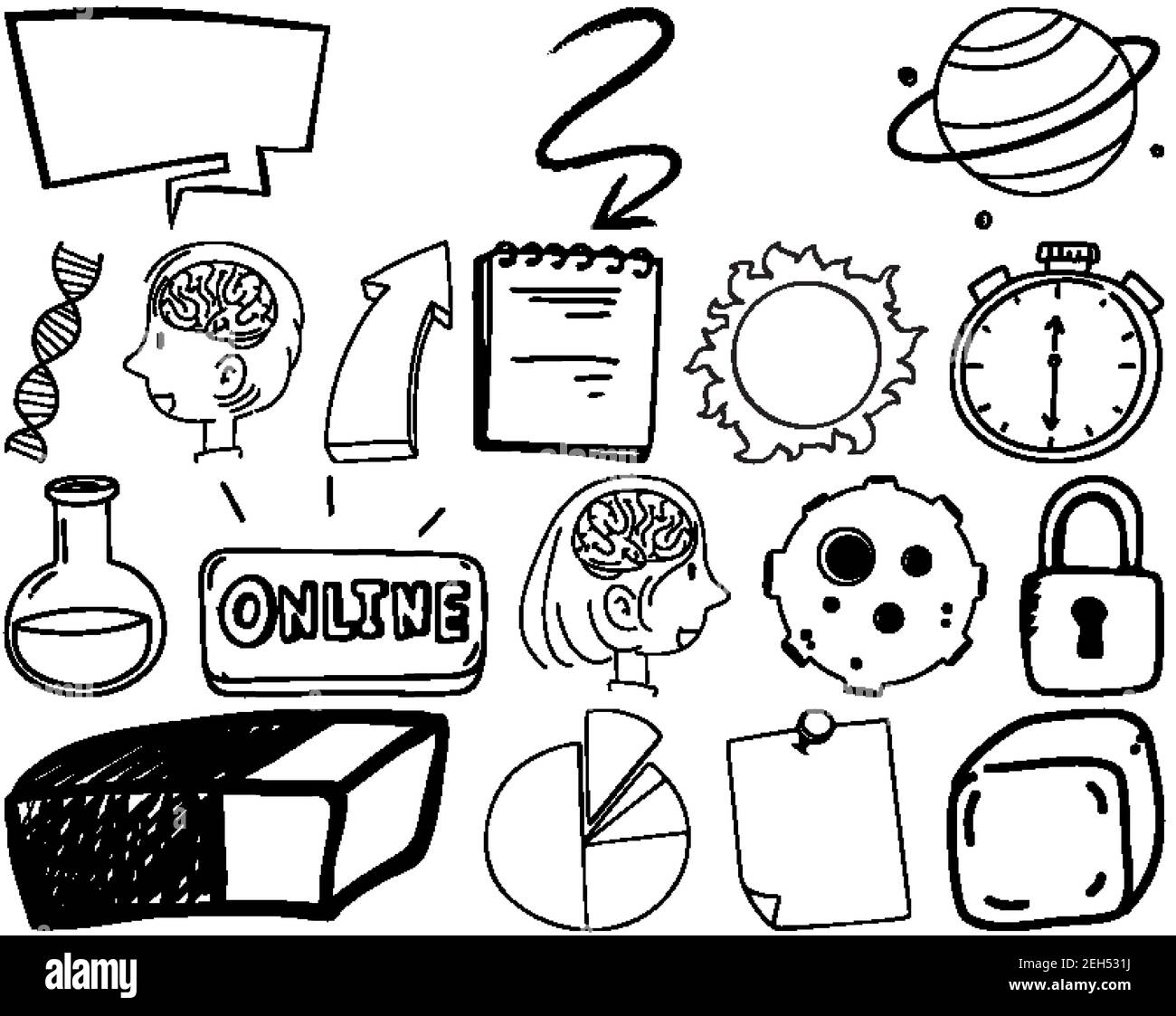 Set of item and symbol hand drawn doodle illustration Stock Vector ...
