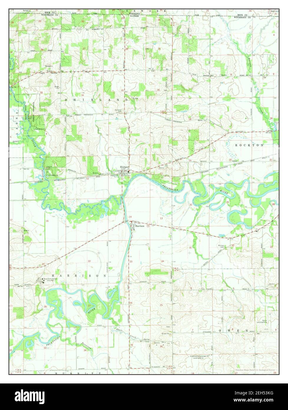 Shirland, Illinois, map 1971, 1:24000, United States of America by ...