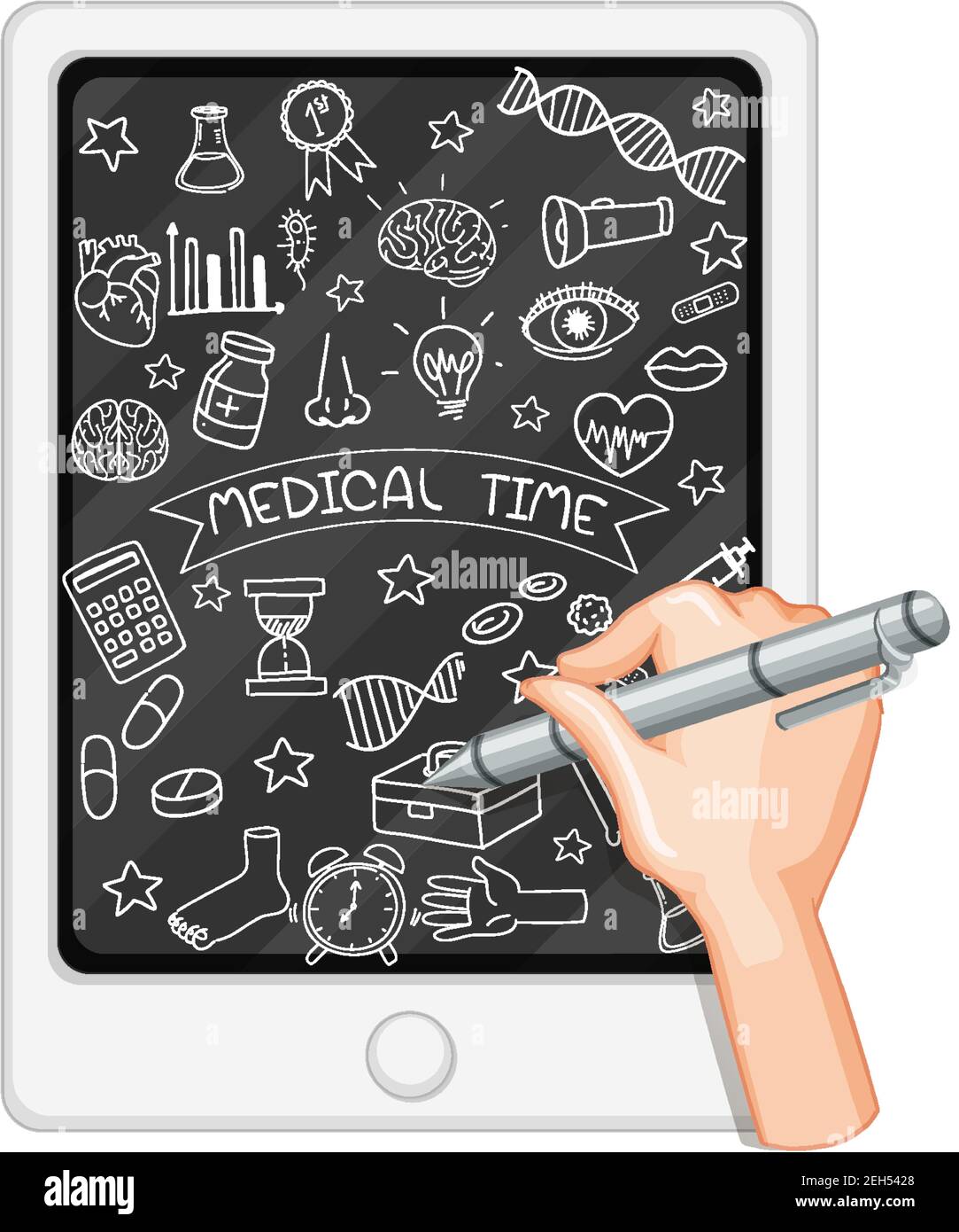 Hand drawing medical element on tablet illustration Stock Vector Image ...