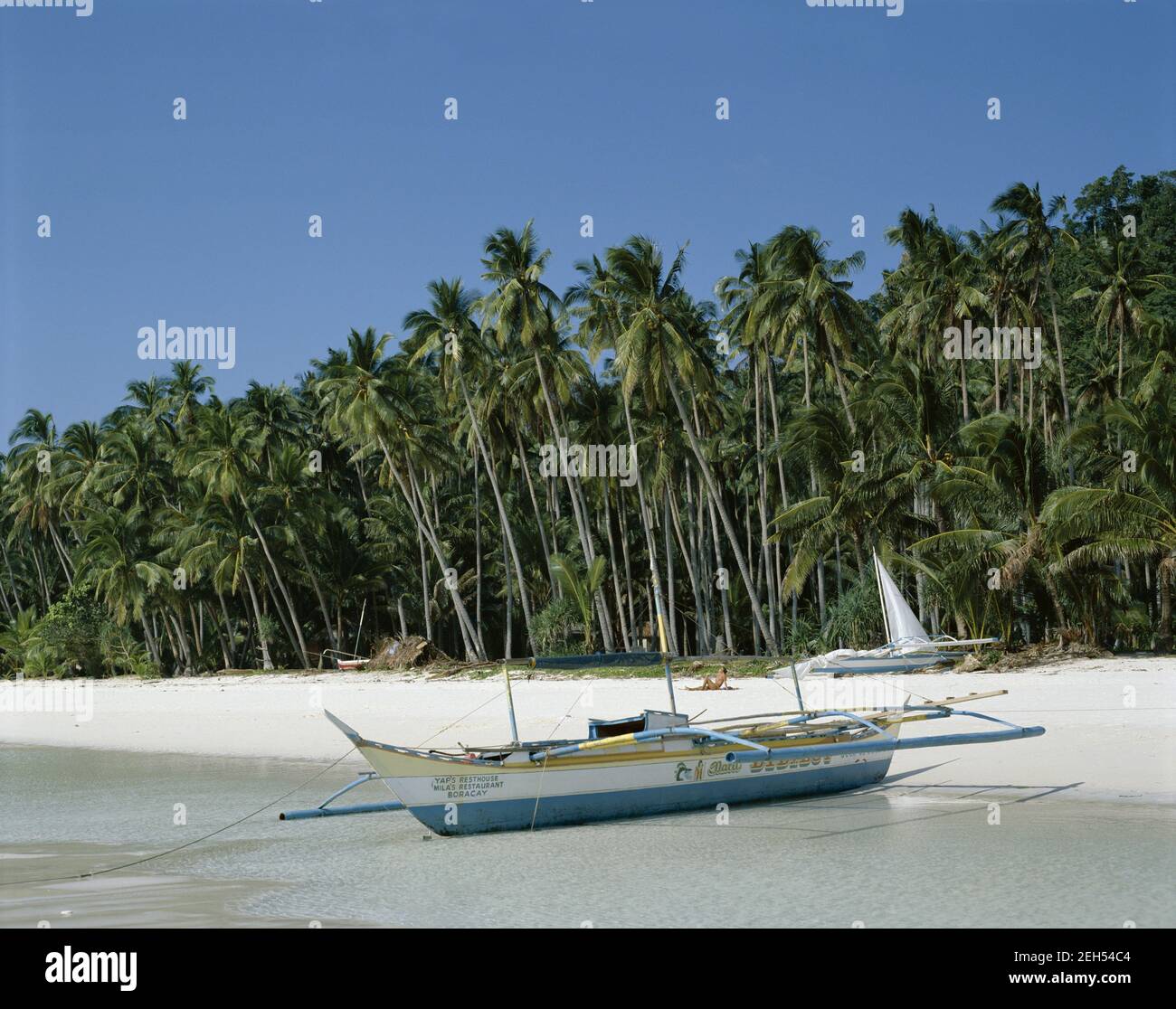 Asia, Phillippines, Aklan,Boracay Island,,the palm fringed White Beach ...