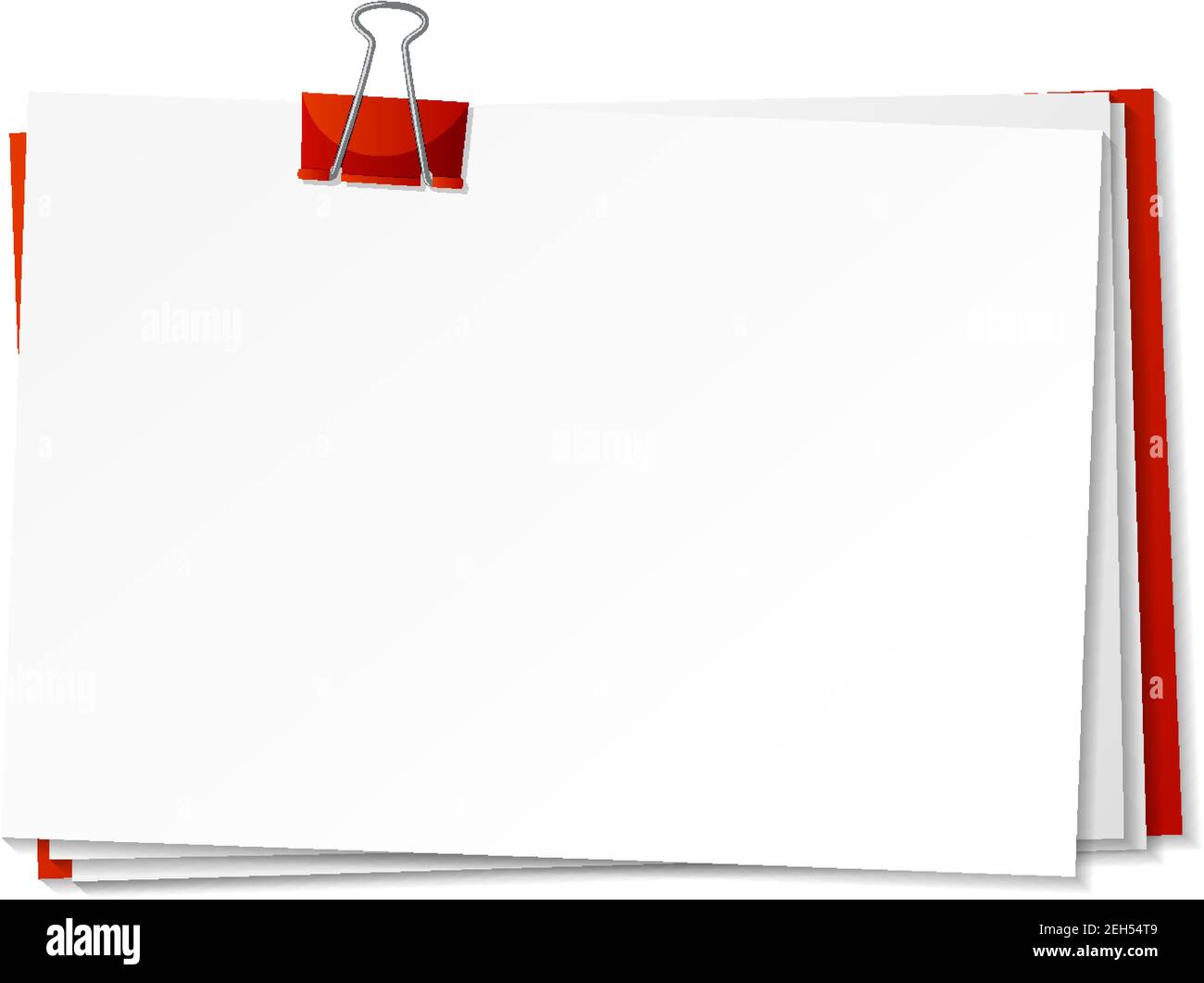 Blank papers and binder clip template illustration Stock Vector Image ...