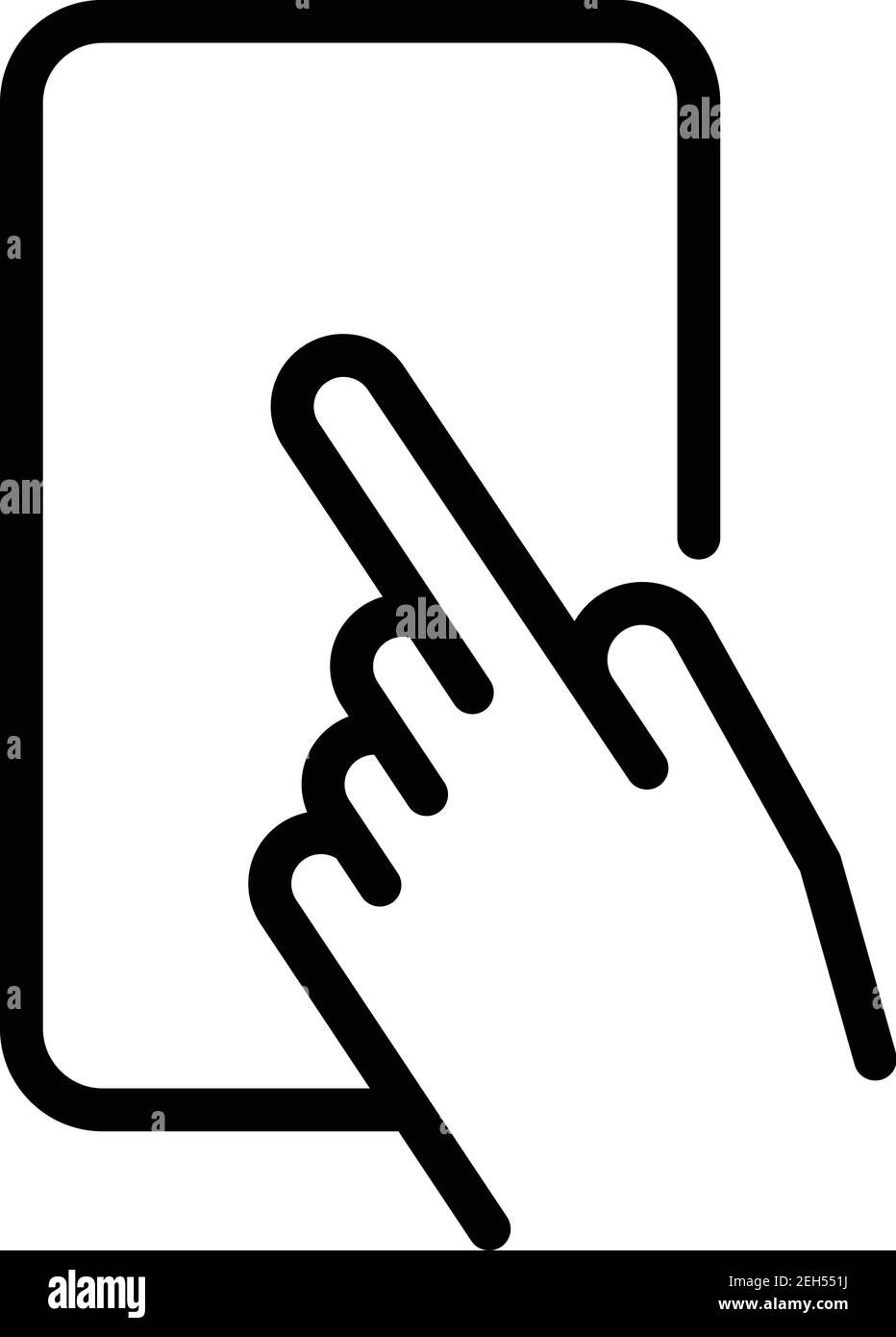 Tapping on smartphone icon. Outline tapping on smartphone vector icon ...