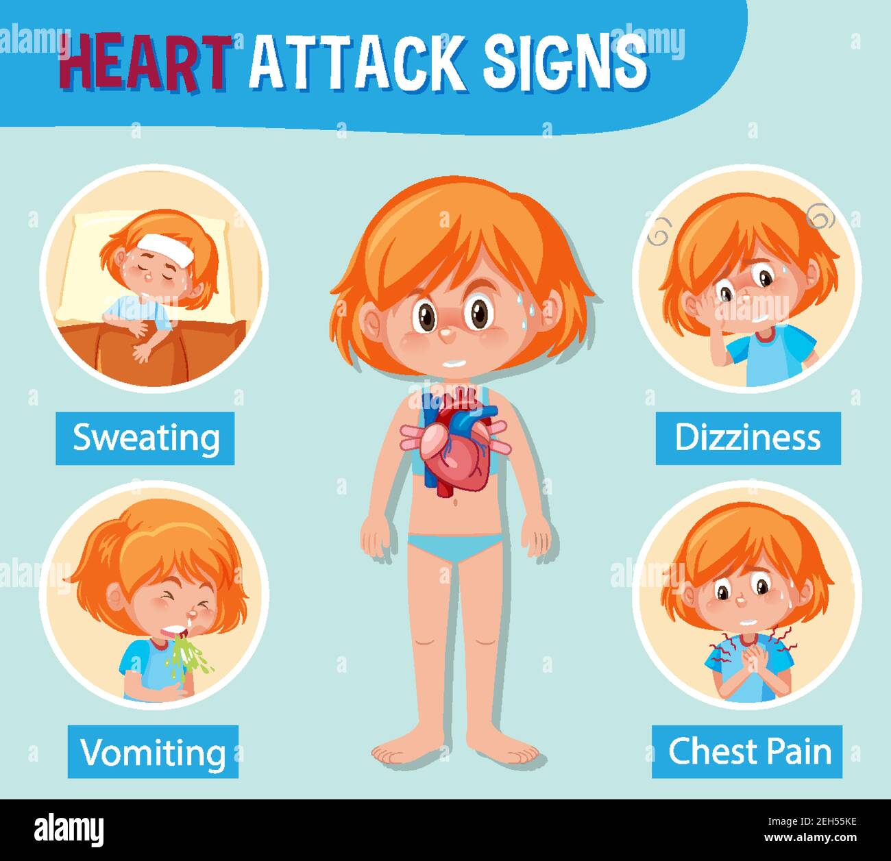 Medical information on heart attack signs illustration Stock Vector ...