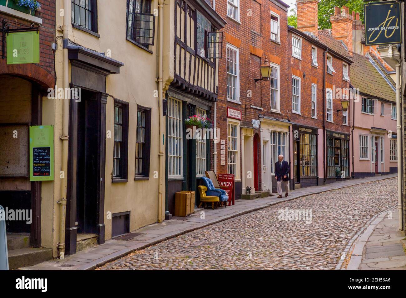 Elm Hill Norwich, view of the streets in the Elm Hill area, which is ...