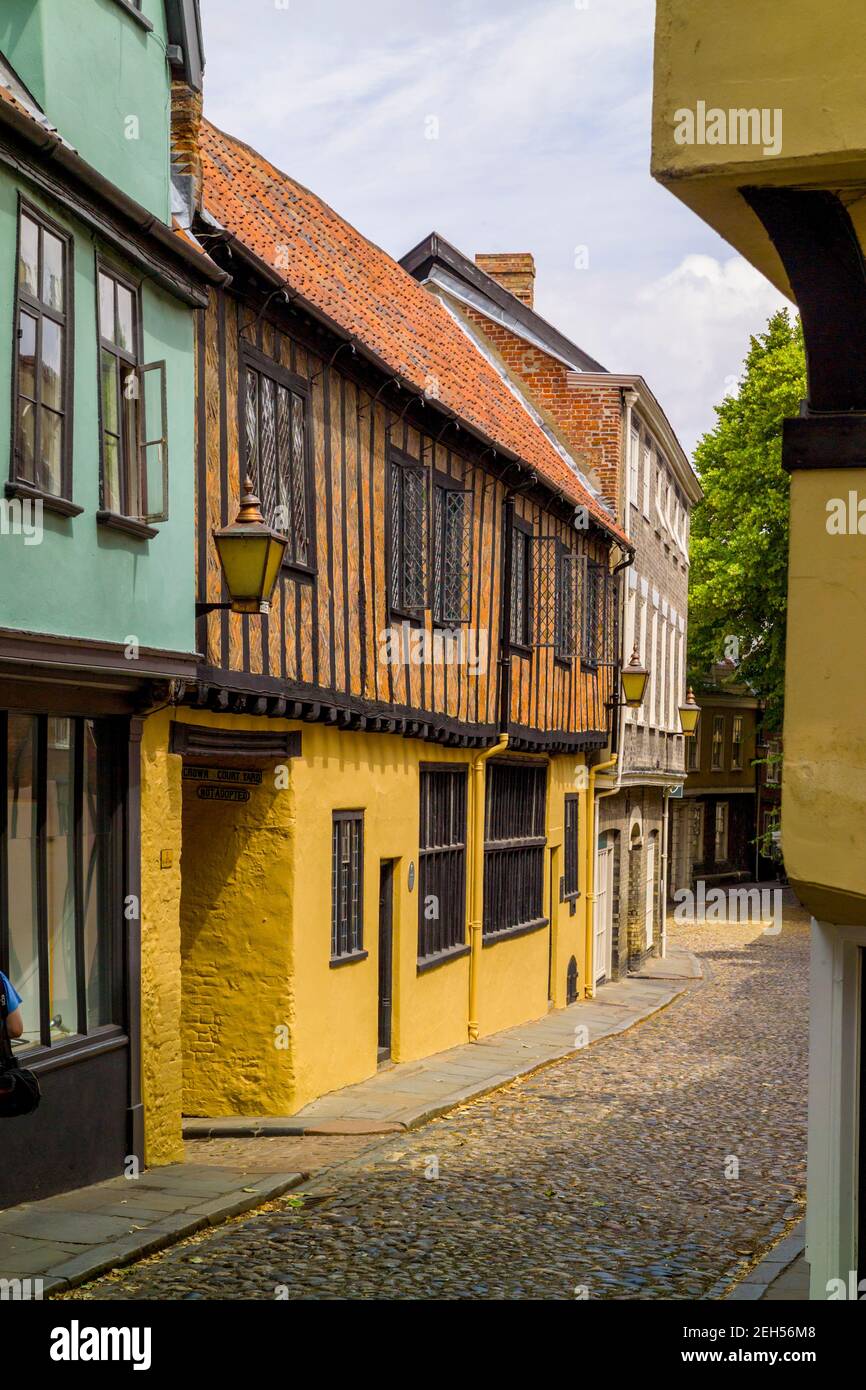 Elm Hill Norwich, view of the streets in the Elm Hill area, which is ...