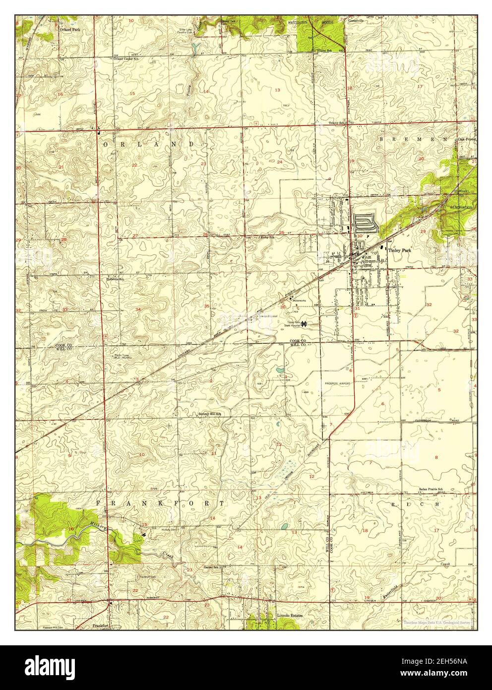 Tinley Park, Illinois, map 1953, 1:24000, United States of America by ...