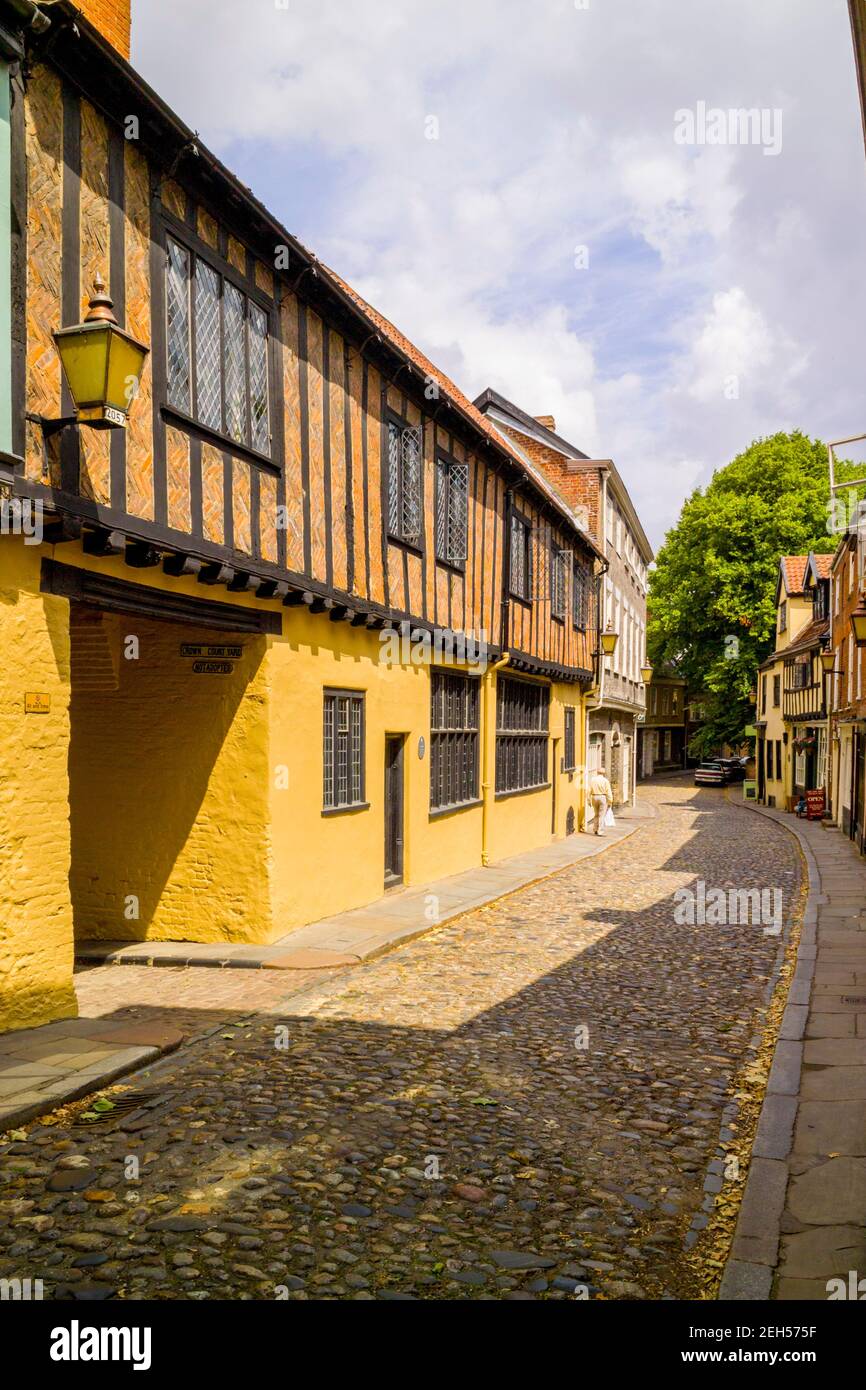 Elm Hill Norwich, view of the streets in the Elm Hill area, which is ...