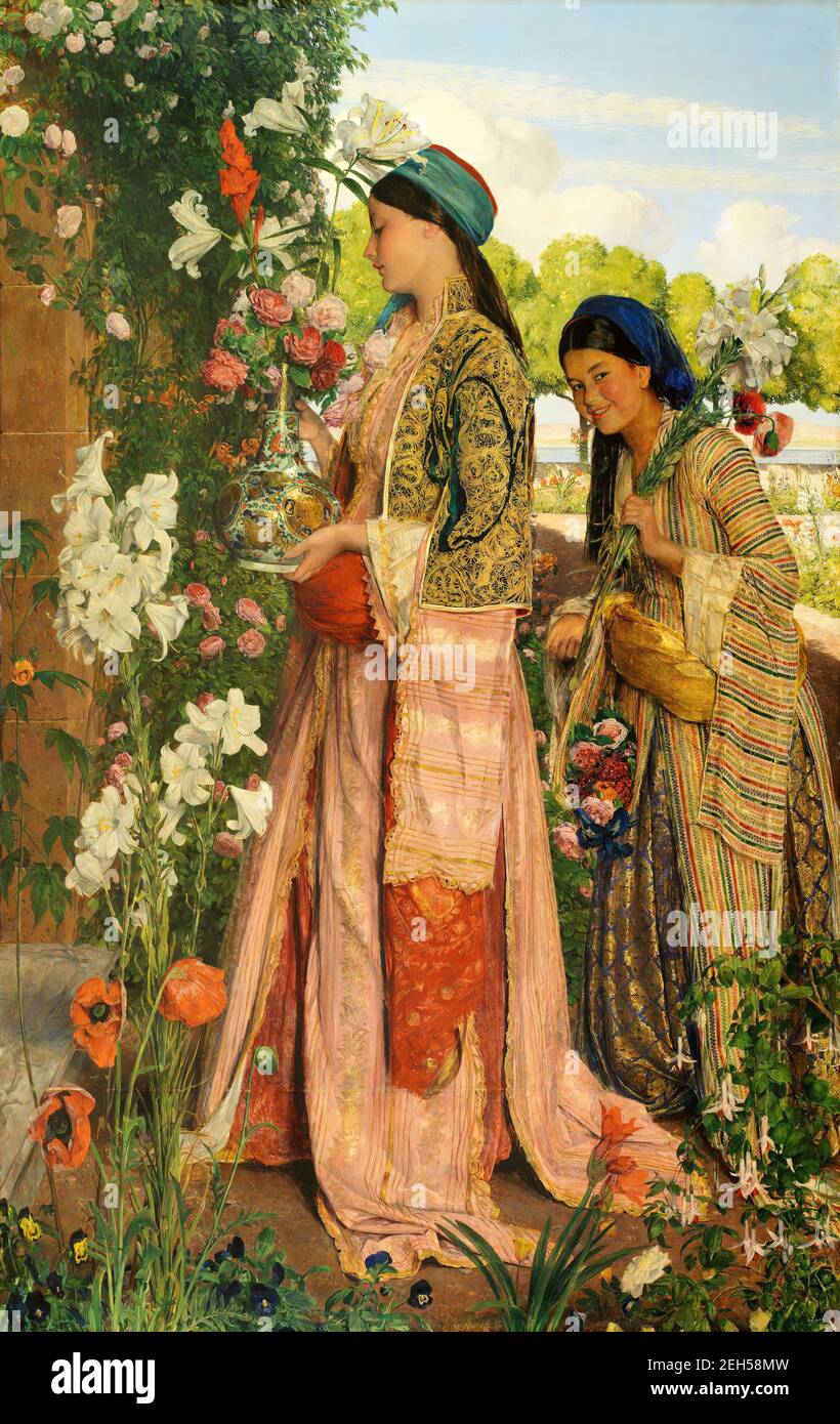 Pre raphaelite style woman flowers hi-res stock photography and images ...
