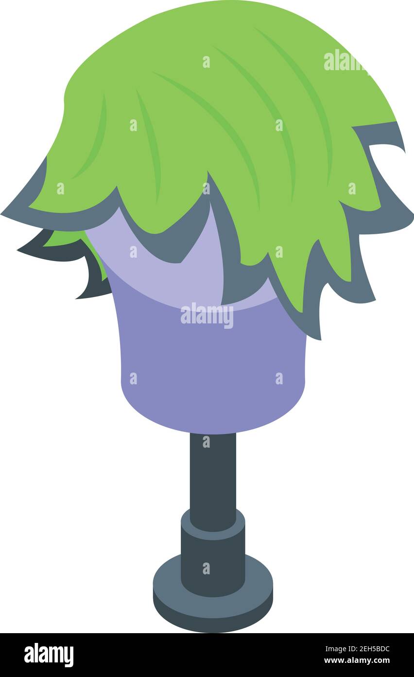 Green male wig icon. Isometric of green male wig vector icon for web ...