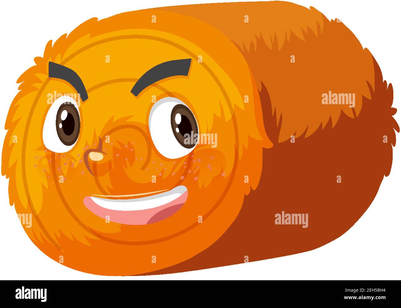 Round hay bale cartoon character with facial expression illustration ...