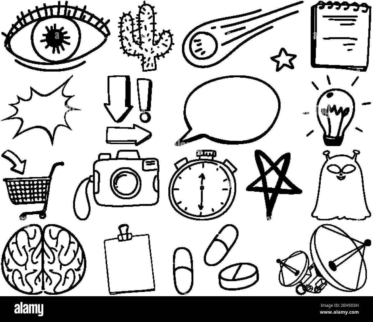 Set of item and symbol hand drawn doodle illustration Stock Vector ...