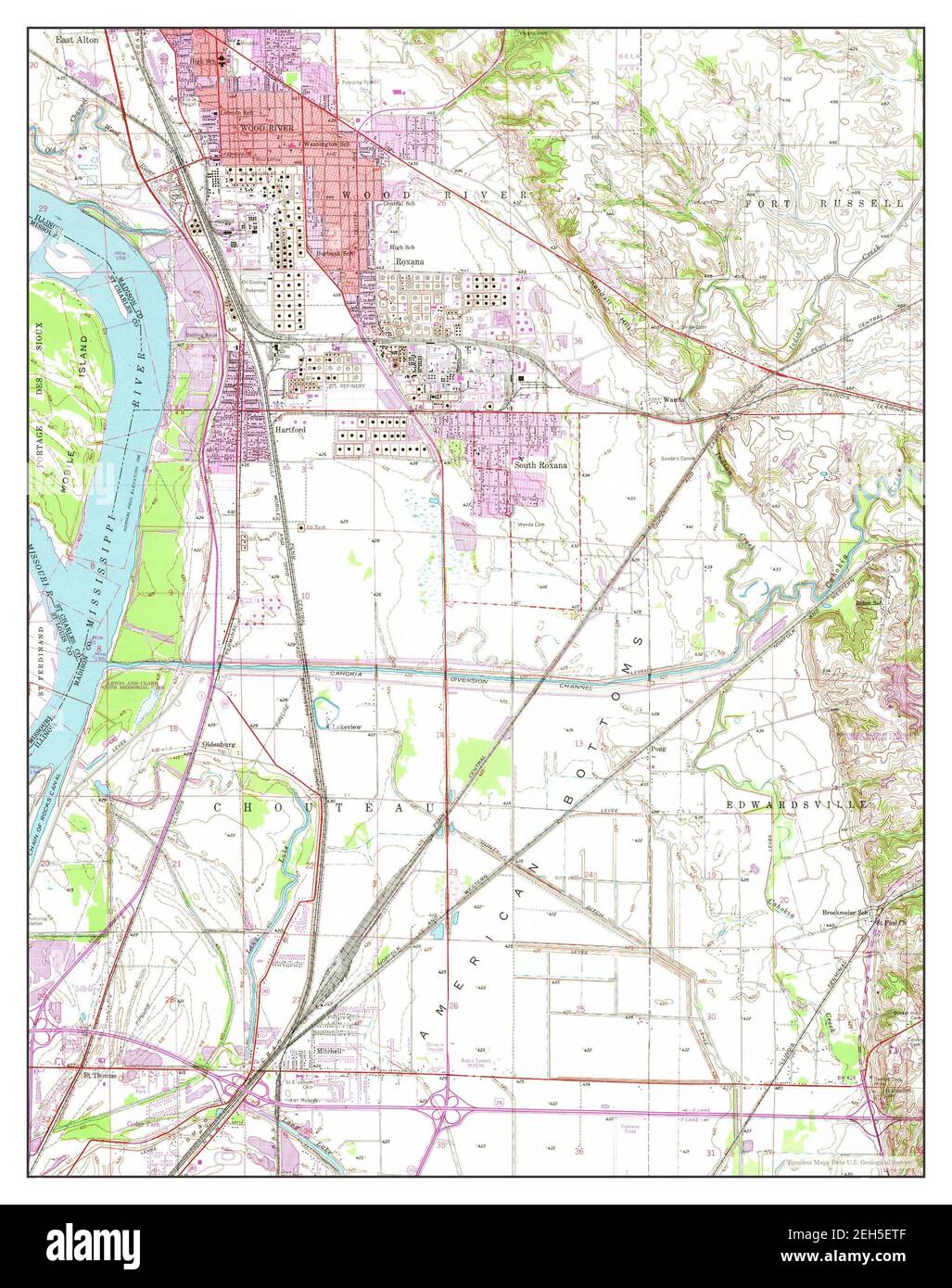 Wood River, Illinois, map 1955, 1:24000, United States of America by ...