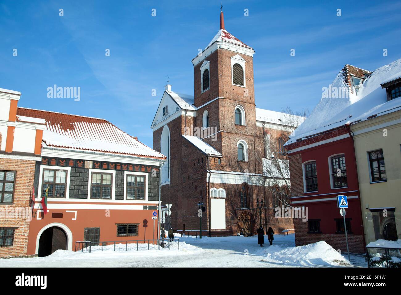 The Winter view of Kaunas old town with 15th century Cathedral Basilica ...