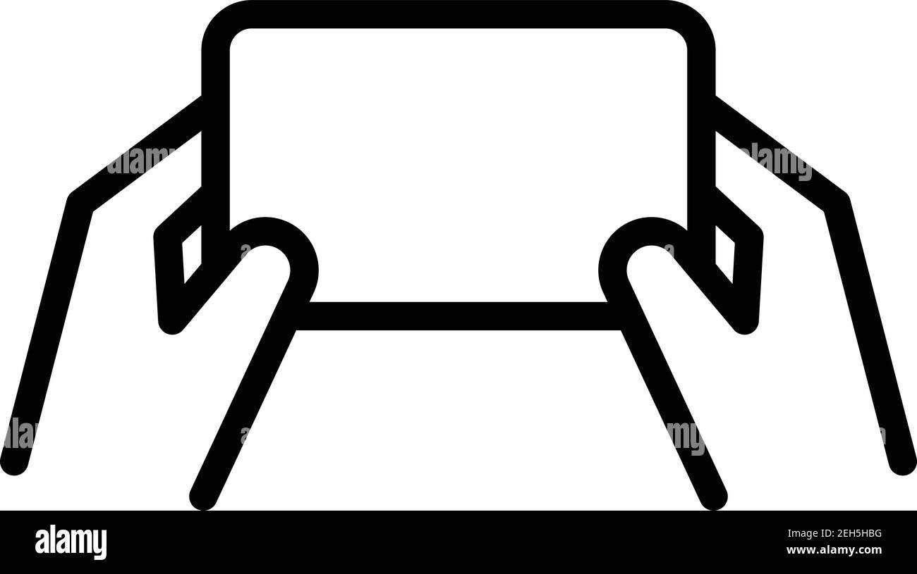 Smartphone in two hands icon. Outline smartphone in two hands vector ...