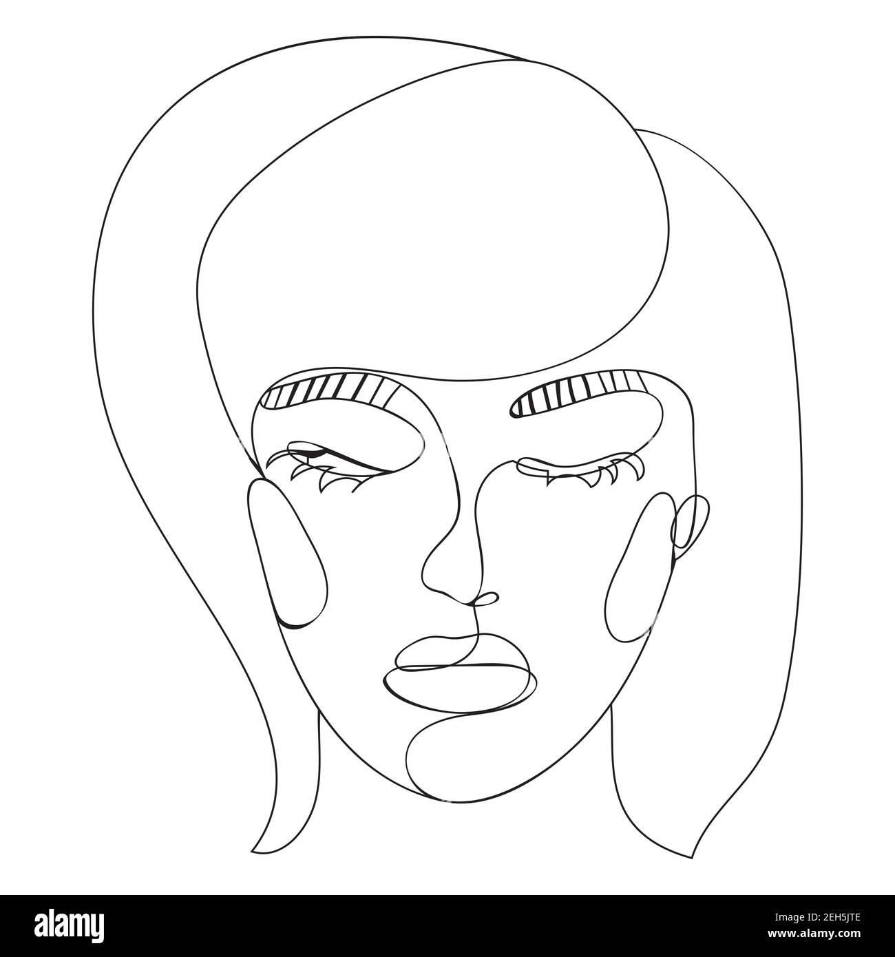 Contemporary line art style female portrait illustration Stock Vector ...