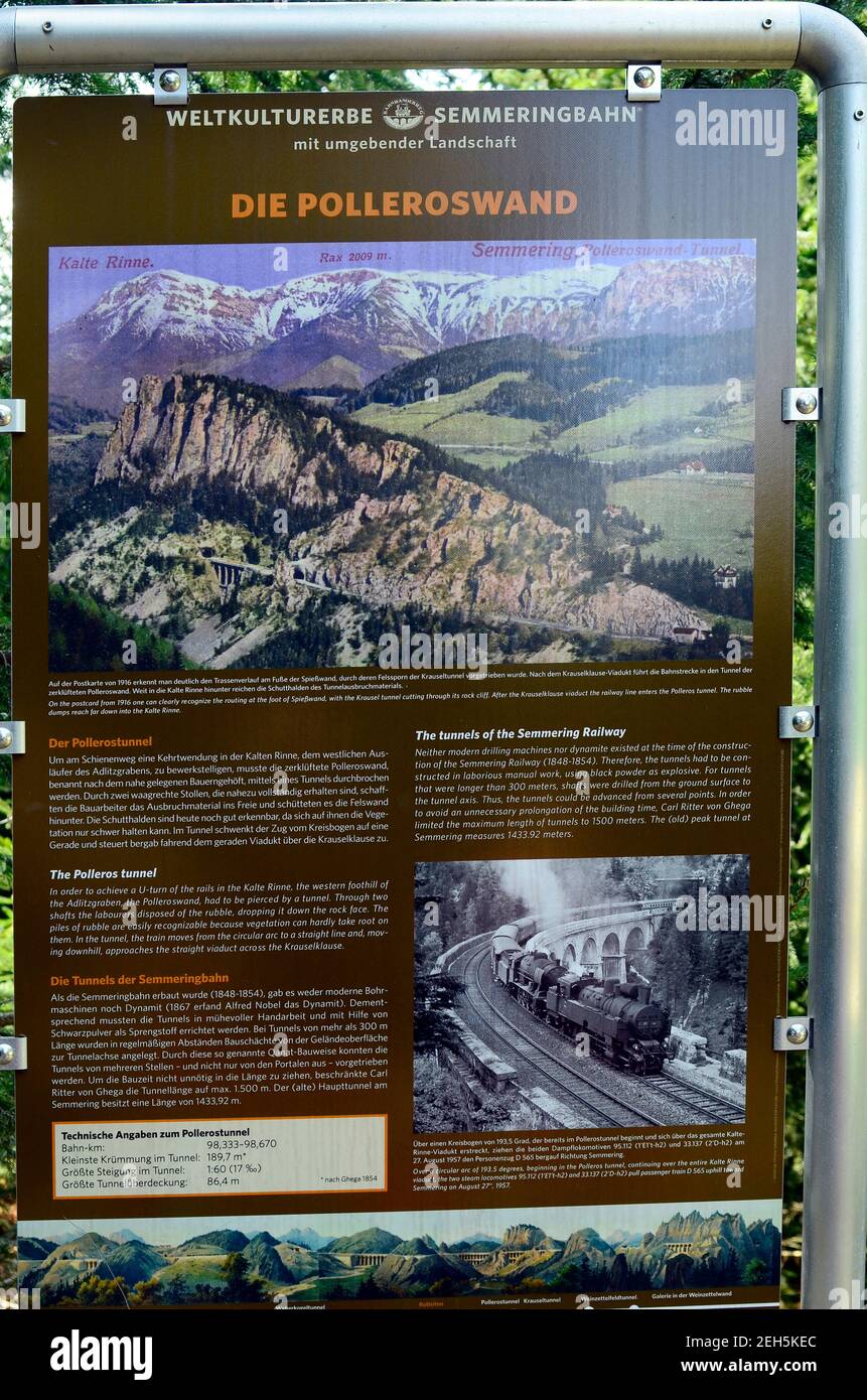 Semmering, Austria - March 22,02014: Hiking map for hiking trails along ...