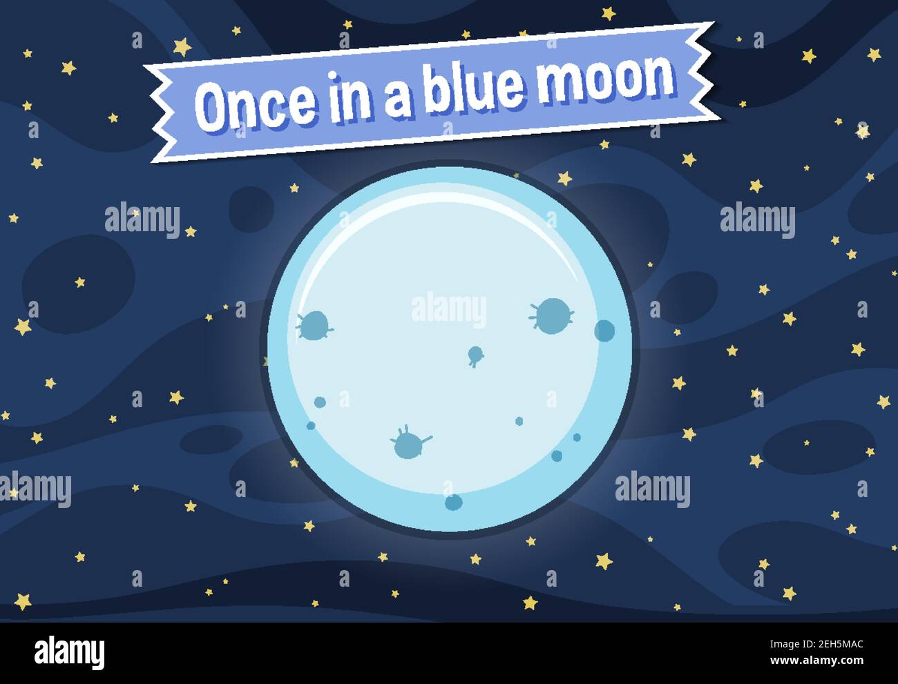 Idiom poster with Once in a blue moon illustration Stock Vector Image ...