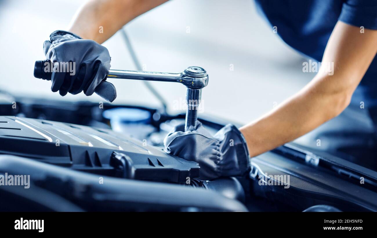 Woman using car instrument hi-res stock photography and images - Alamy