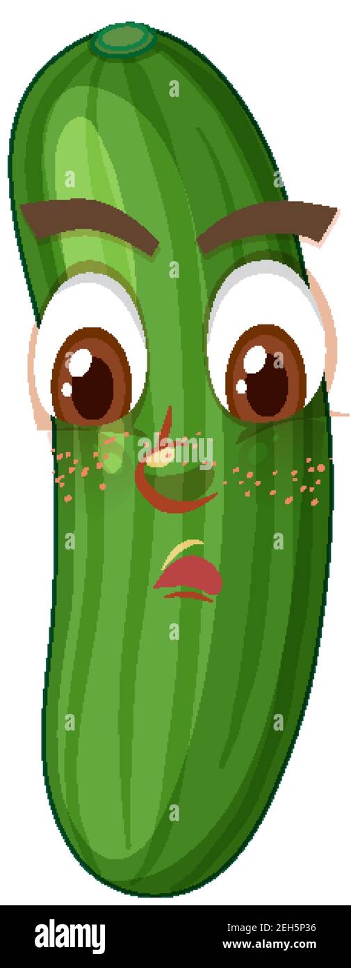 Cucumber cartoon character with facial expression illustration Stock ...