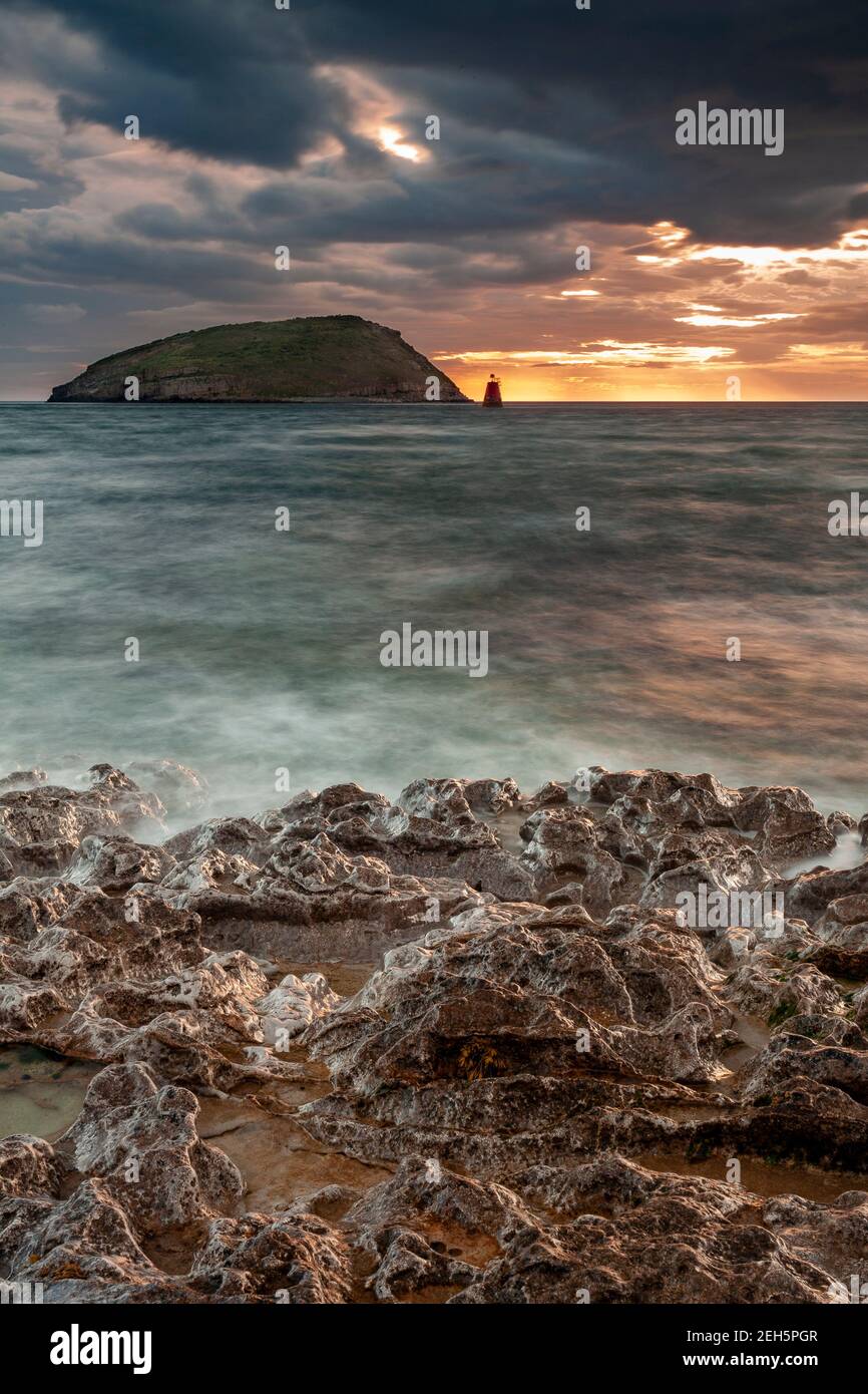 Puffin Island under stormy skies, Anglesey, North Wales Stock Photo - Alamy
