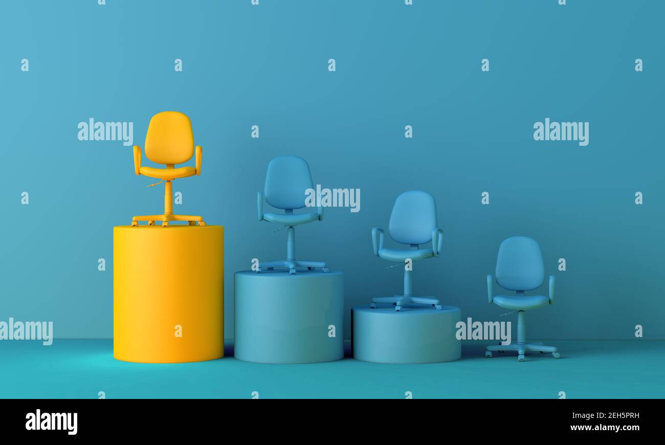 Business office chair on top of a podium. Leadership concept. 3D ...