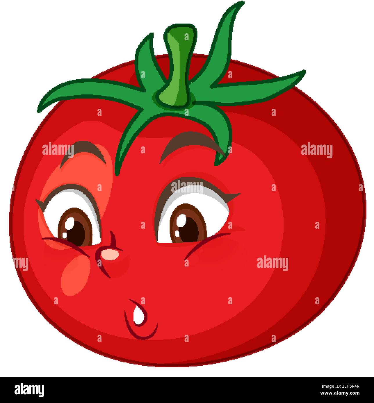 Tomato cartoon character with face expression on white background ...
