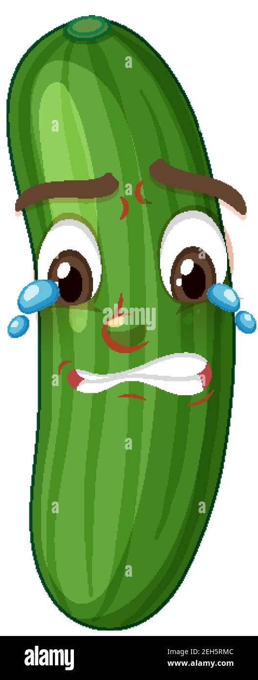 Cucumber cartoon character with facial expression illustration Stock ...
