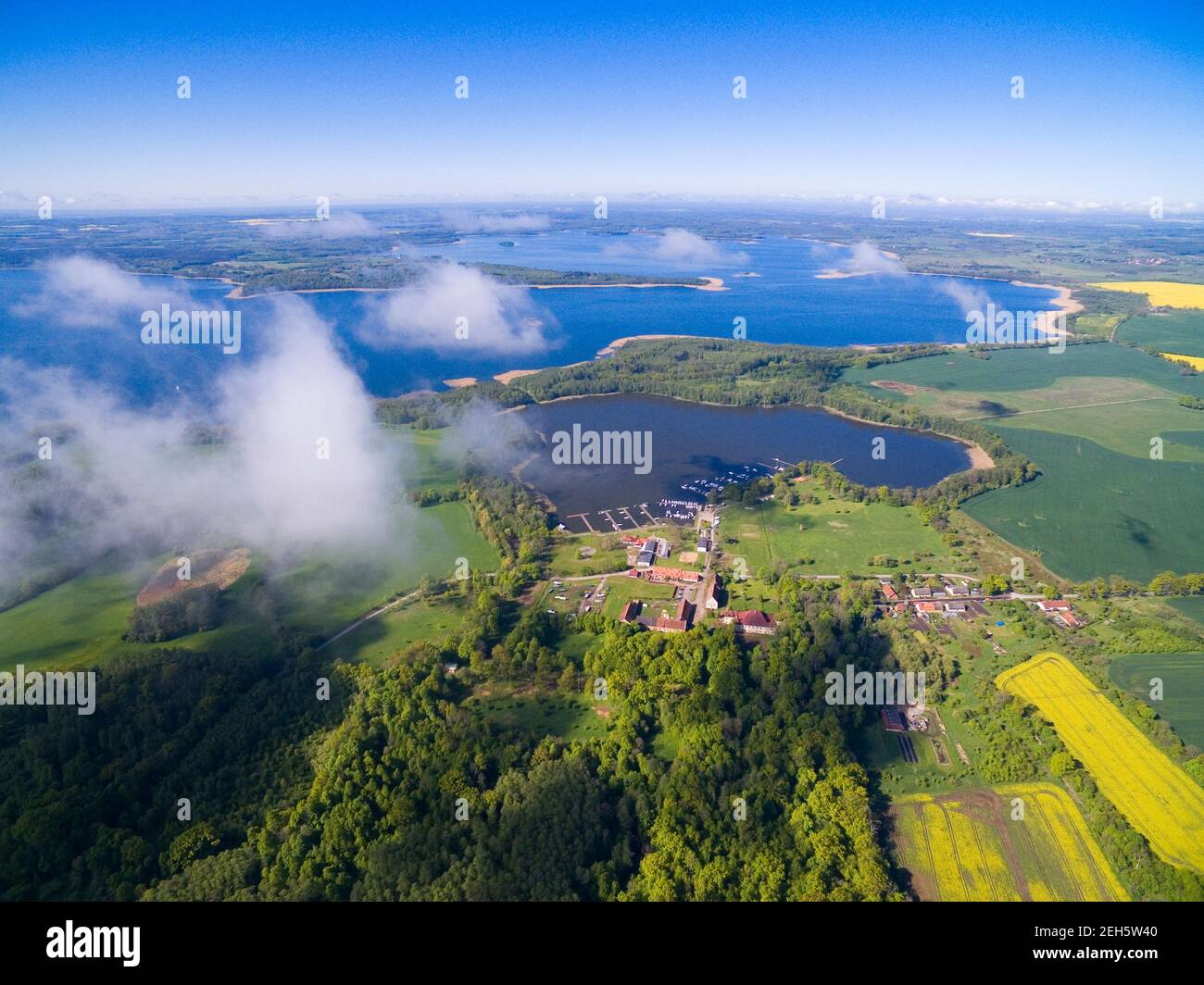 Aerial view of Masurian countryside in the neighborhood of Sztynort ...