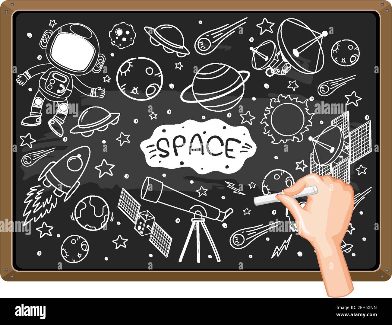 Hand drawing space element on chalkboard illustration Stock Vector ...