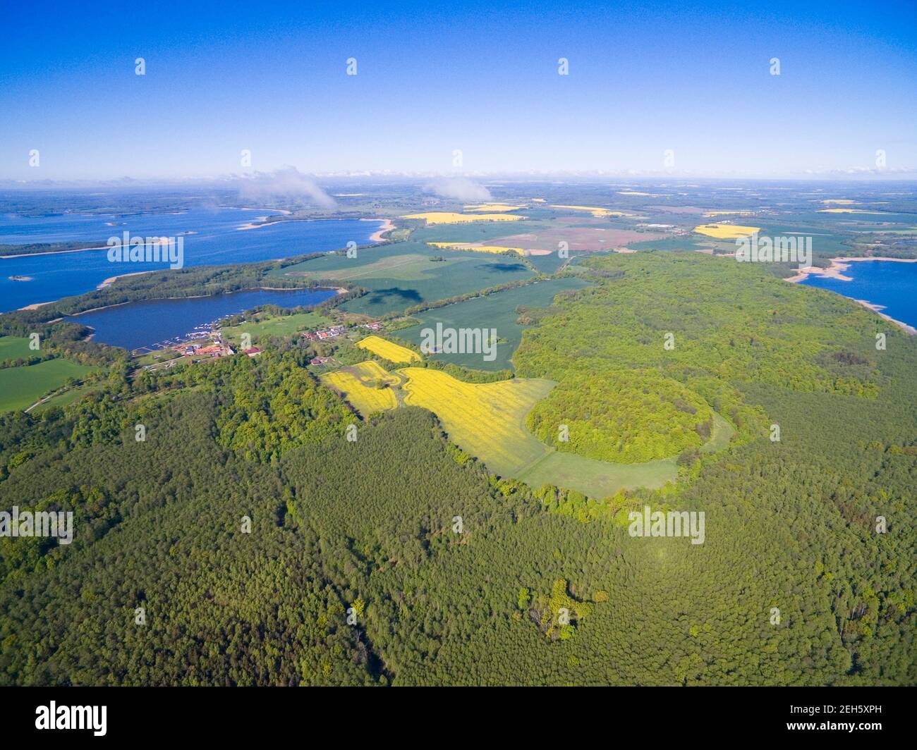 Aerial view of Masurian countryside in the neighborhood of Sztynort ...