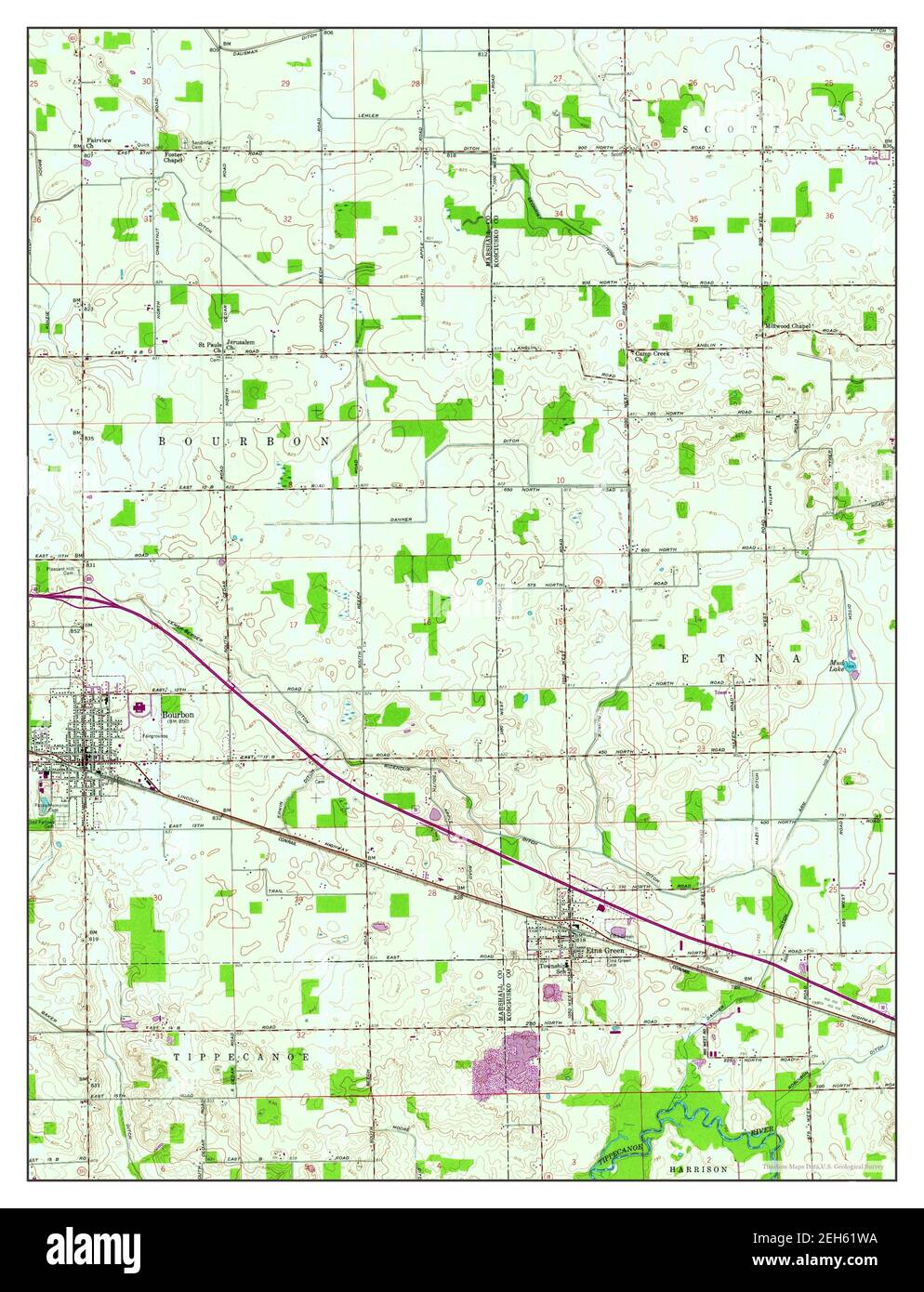 Bourbon, Indiana, map 1958, 1:24000, United States of America by ...
