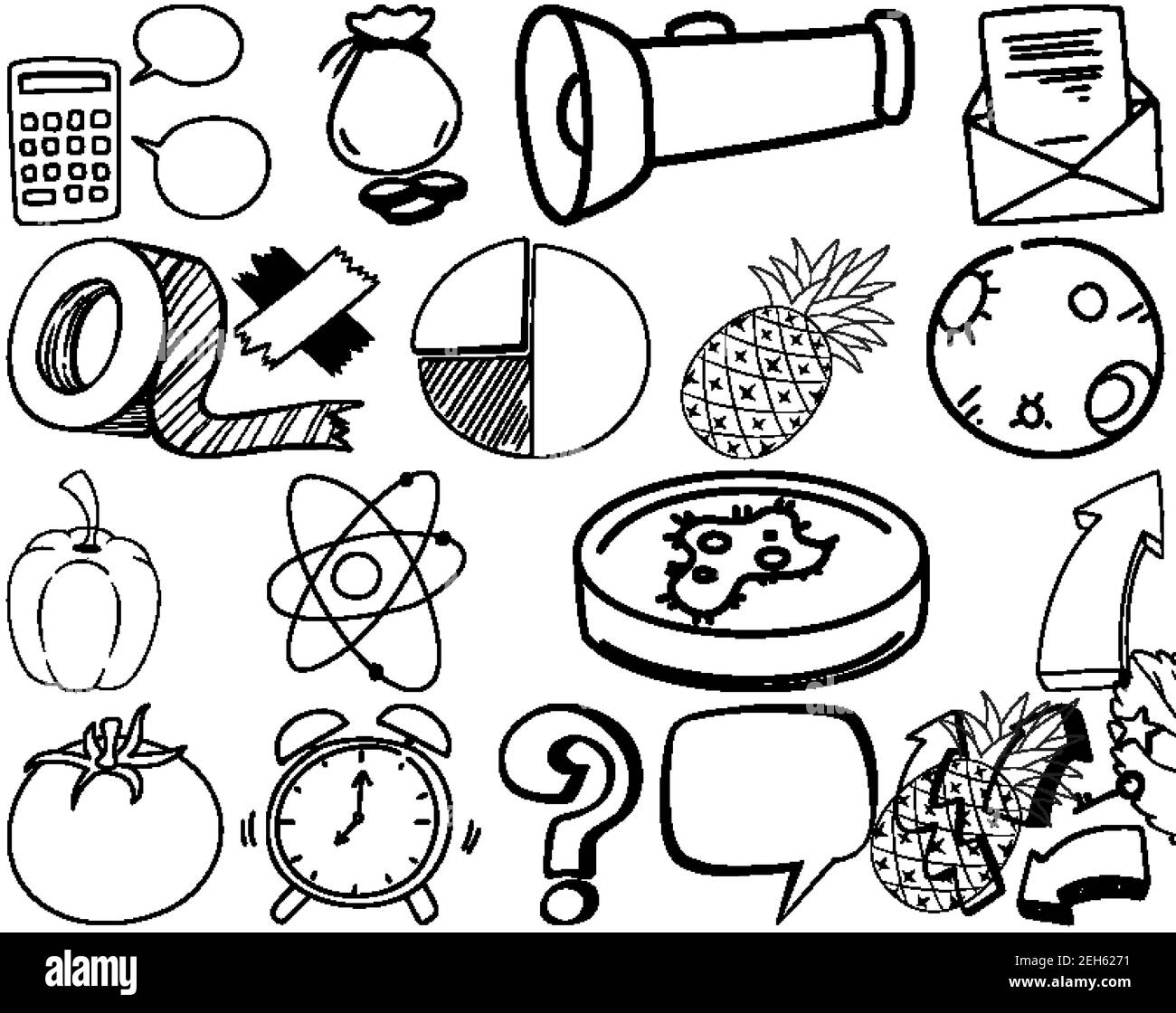 Set of item and symbol hand drawn doodle illustration Stock Vector ...