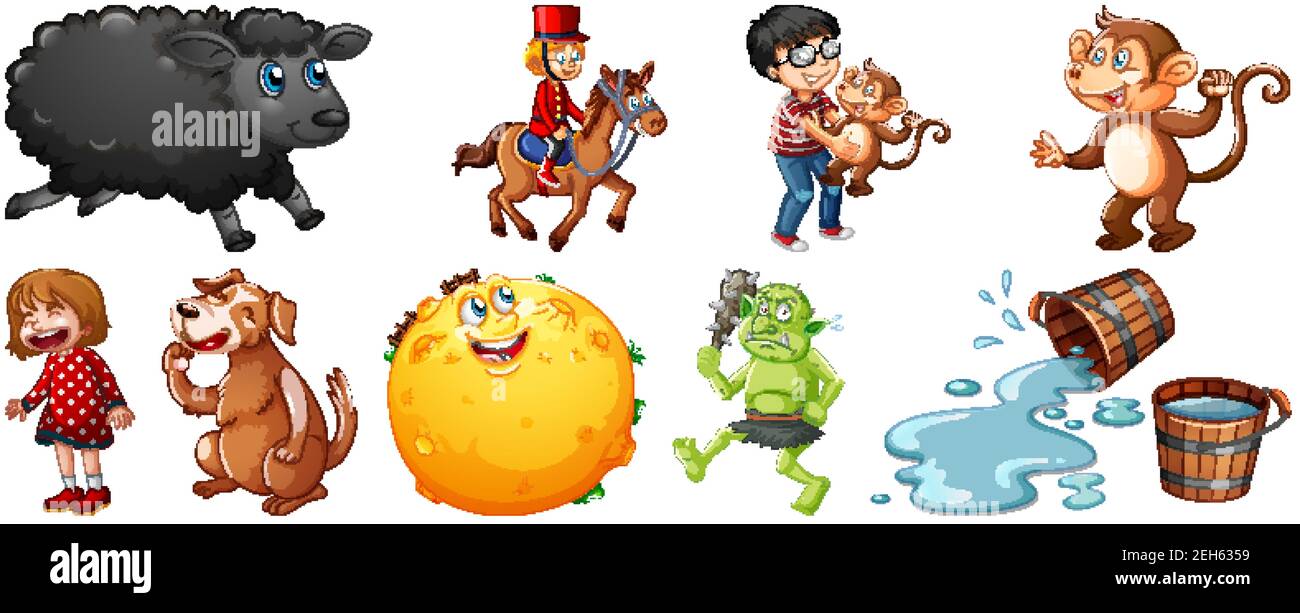 Set of different nursery rhyme character isolated on white background ...